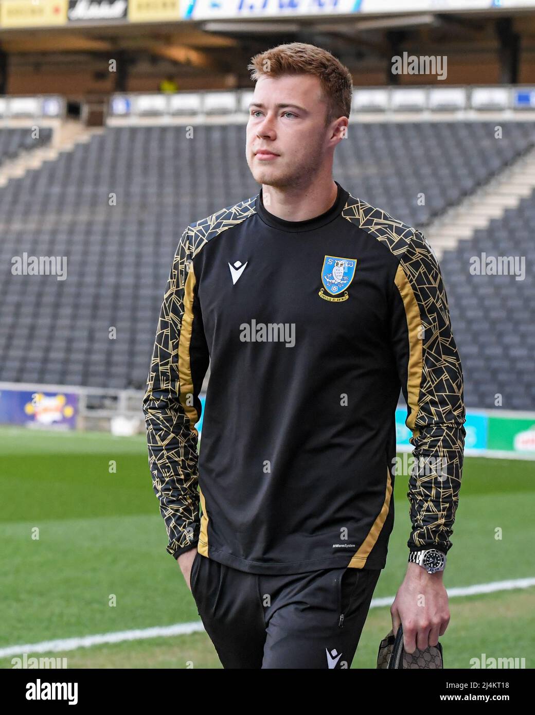Bailey Peacock-Farrell #1 of Sheffield Wednesday arrives at Stadium MK ...