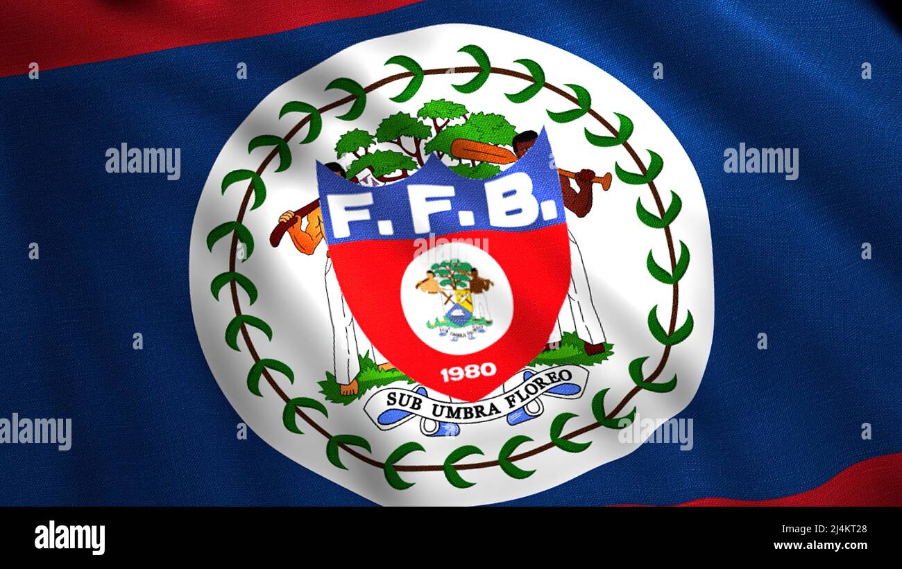 Flag of the Federation of Belize.. Motion. A bright canvas with a close ...