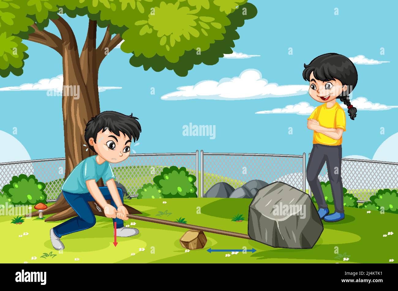 Levers simple machine science experiment illustration Stock Vector ...