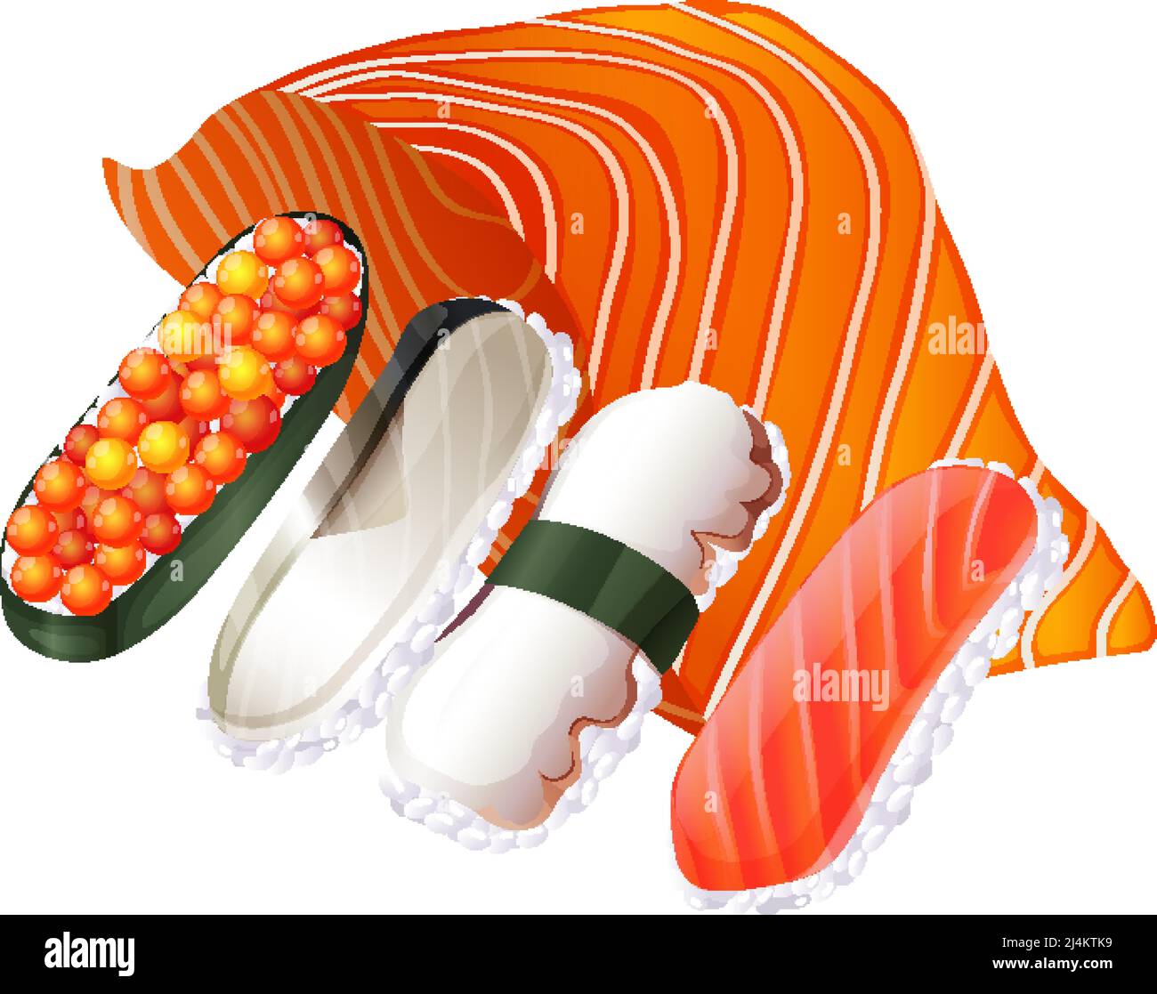 Sushi sashimi set on white background illustration Stock Vector Image ...