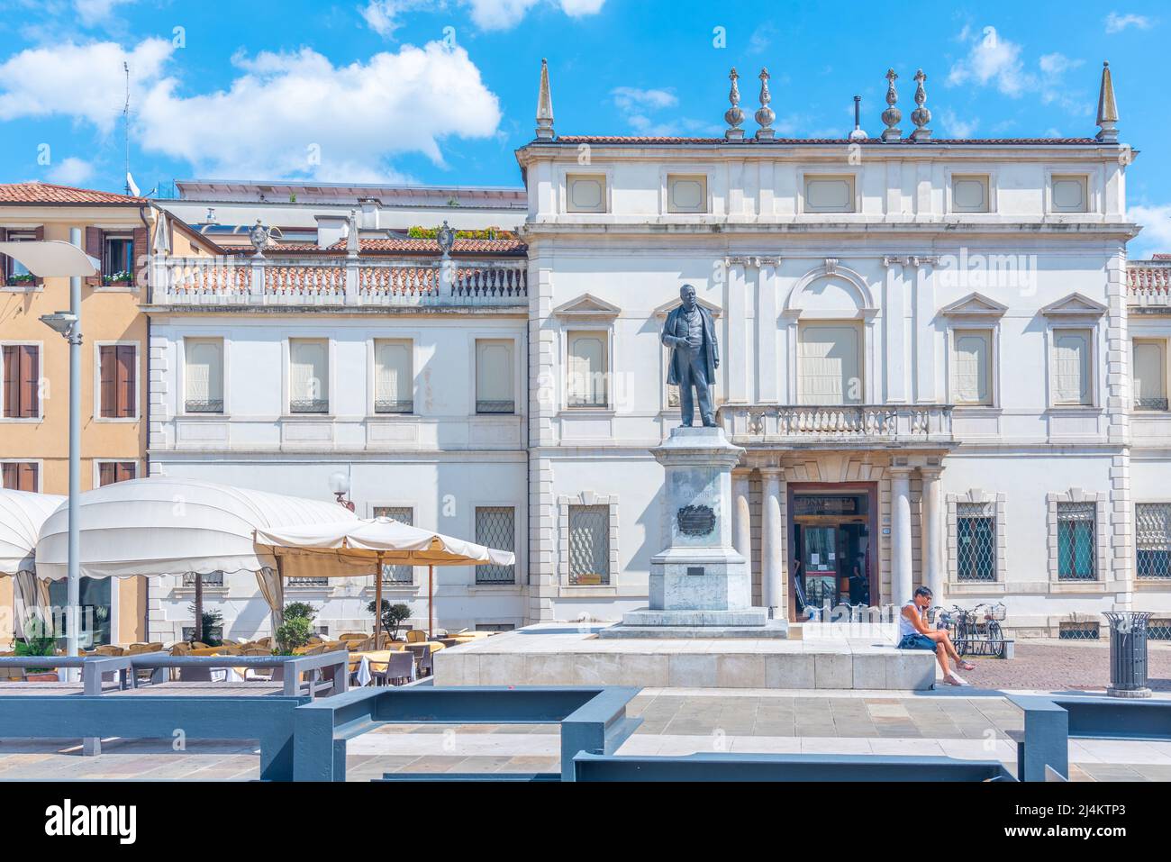Padua, Italy, August 30, 2021: Piazza Cavour in the Italian town Padua ...