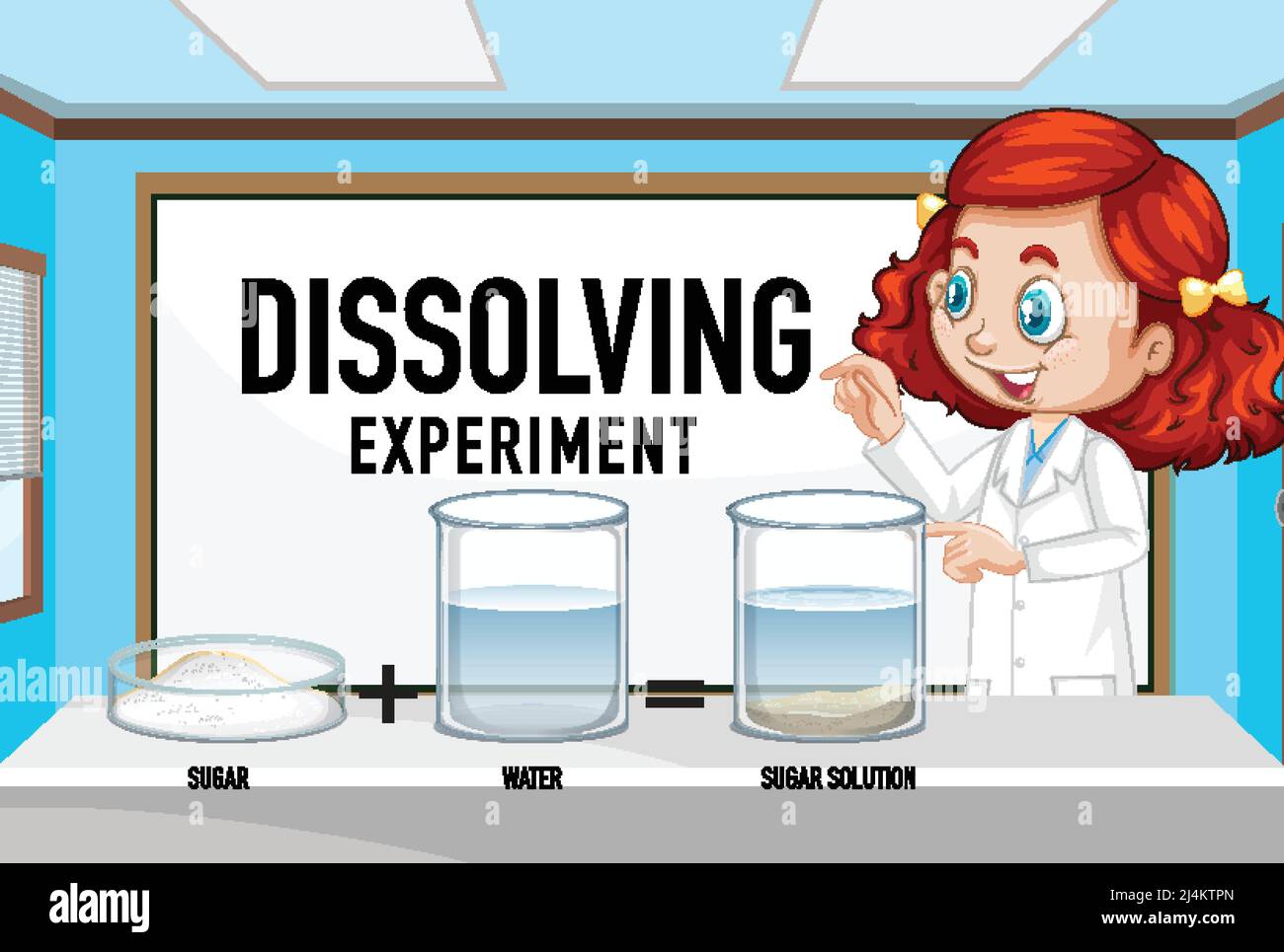 Dissolving science experiment with sand and water illustration Stock ...