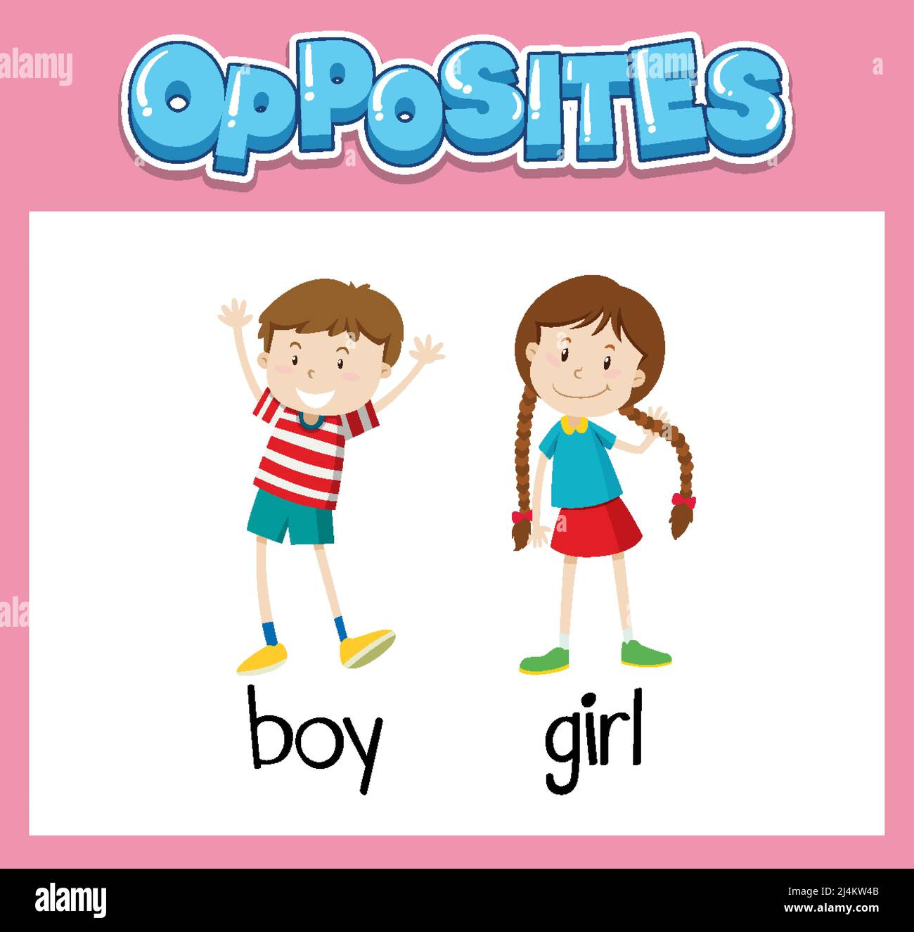 Opposite English words for kids illustration Stock Vector Image & Art ...