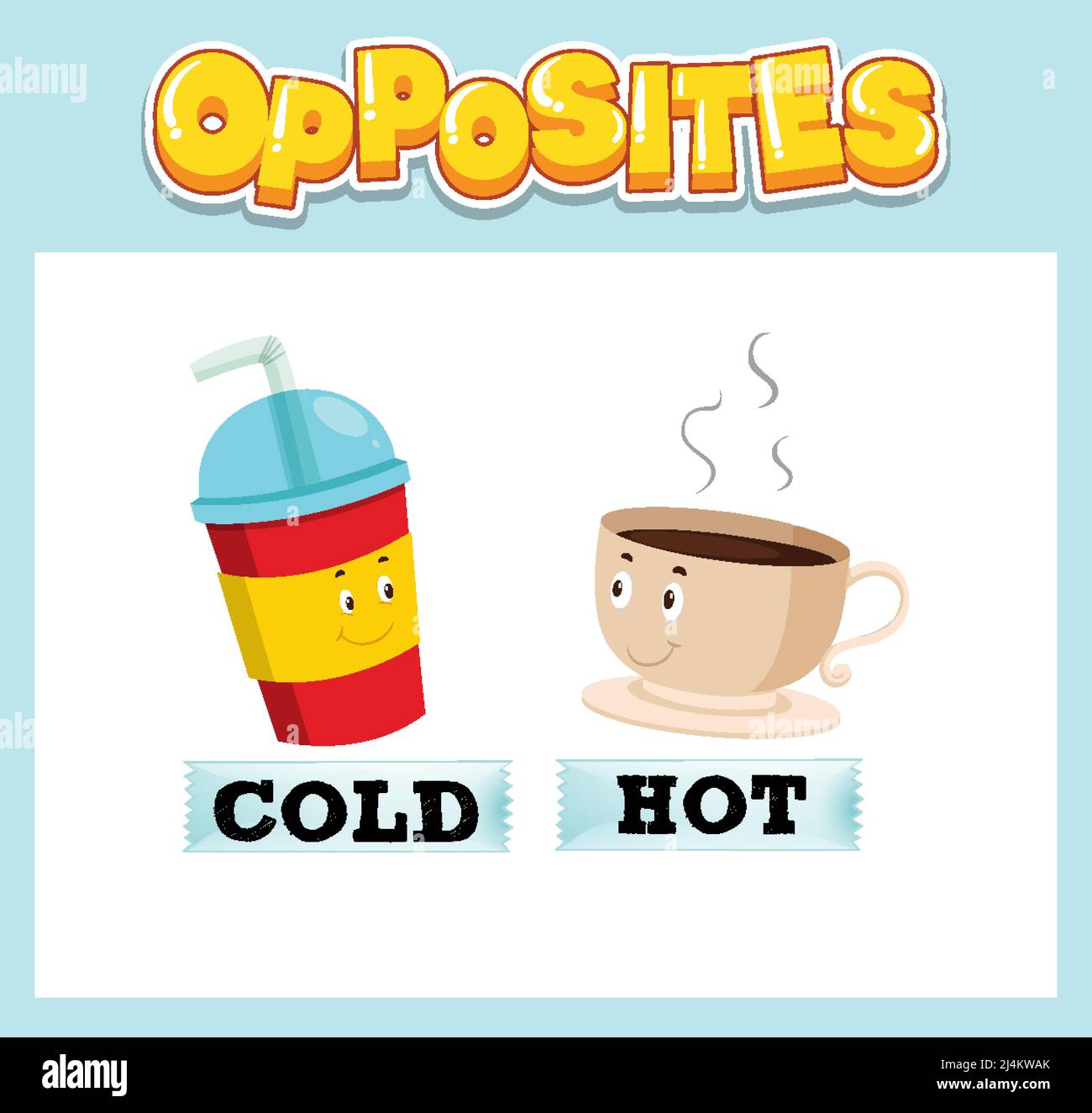 Opposite English words with cold and hot illustration Stock Vector ...