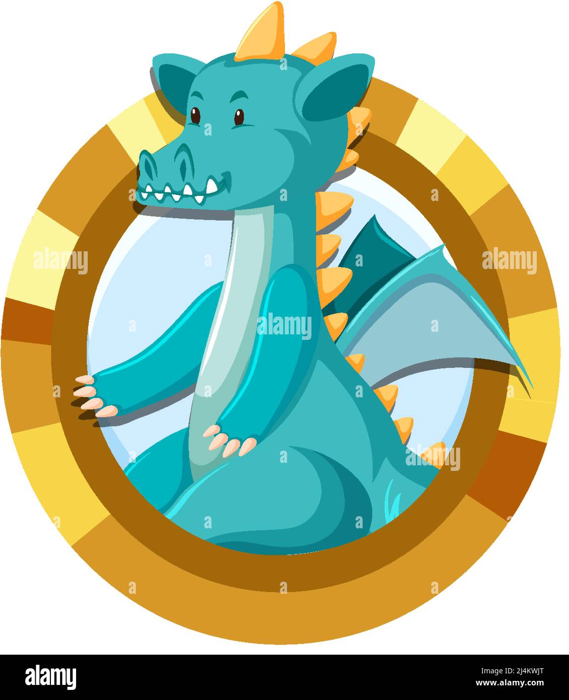 Cute blue dragon cartoon character illustration Stock Vector Image ...