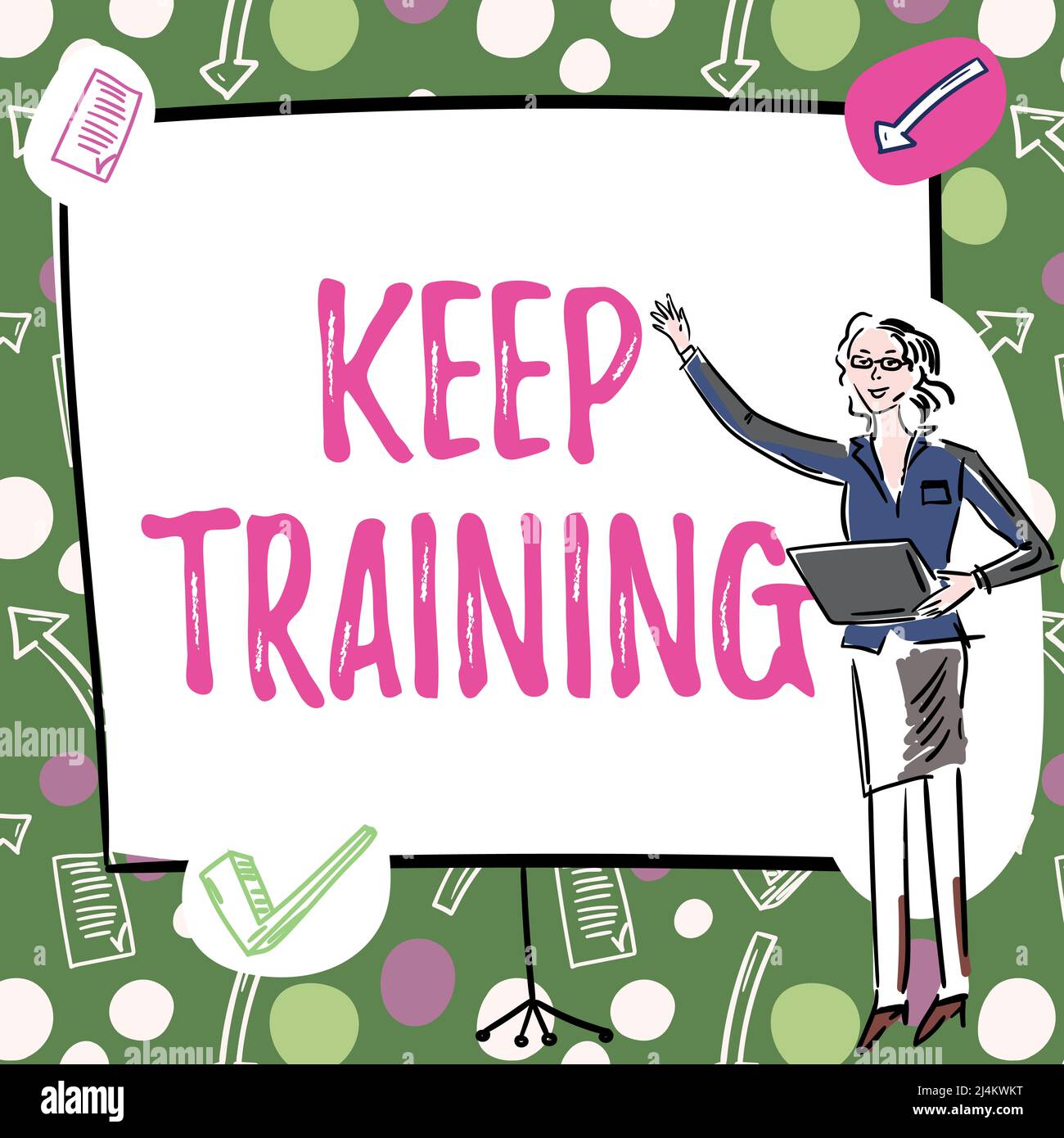 Writing displaying text Keep Training. Concept meaning Grounding ...