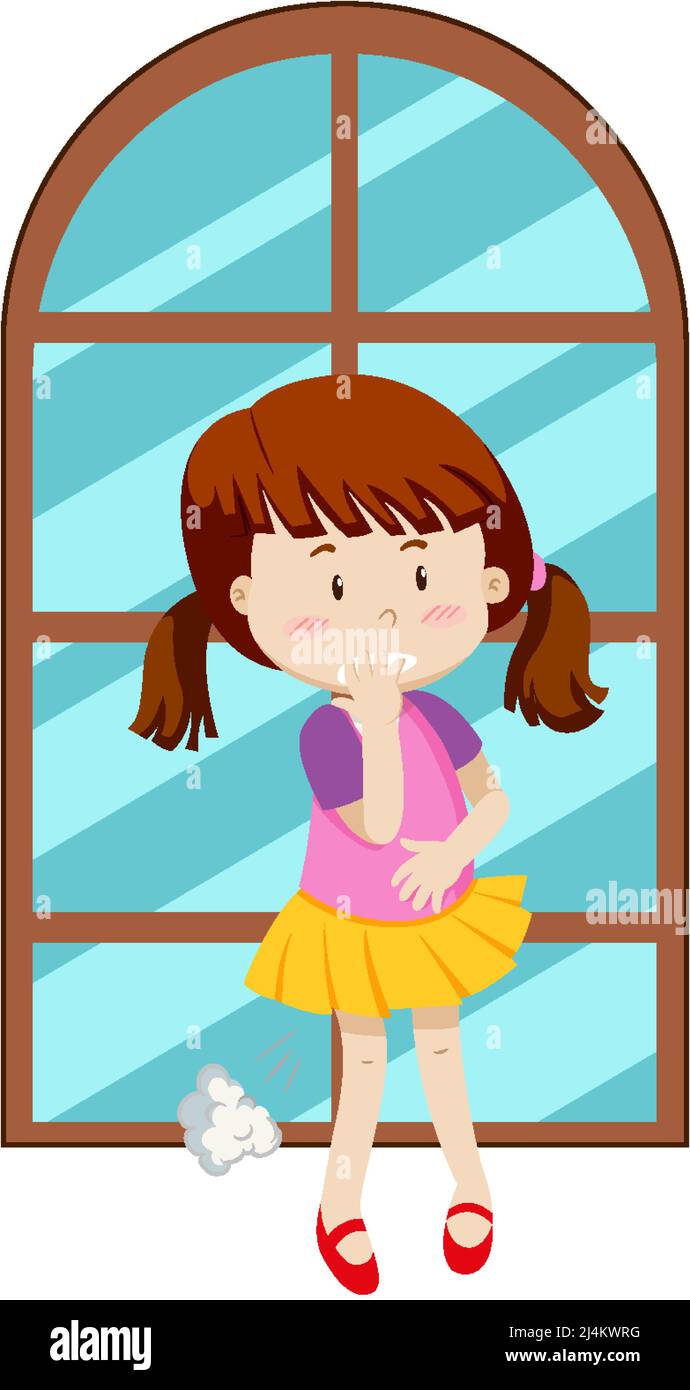 Embarrassed girl simple cartoon character illustration Stock Vector ...