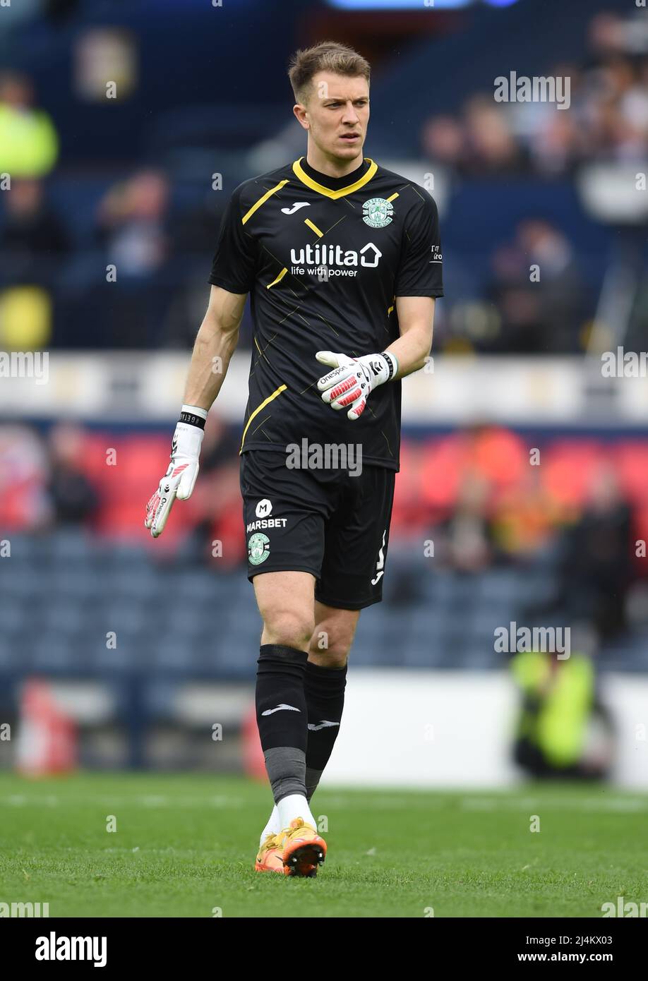 Glasgow, Scotland, 16th April 2022. Matt Macey of Hibernian during the ...