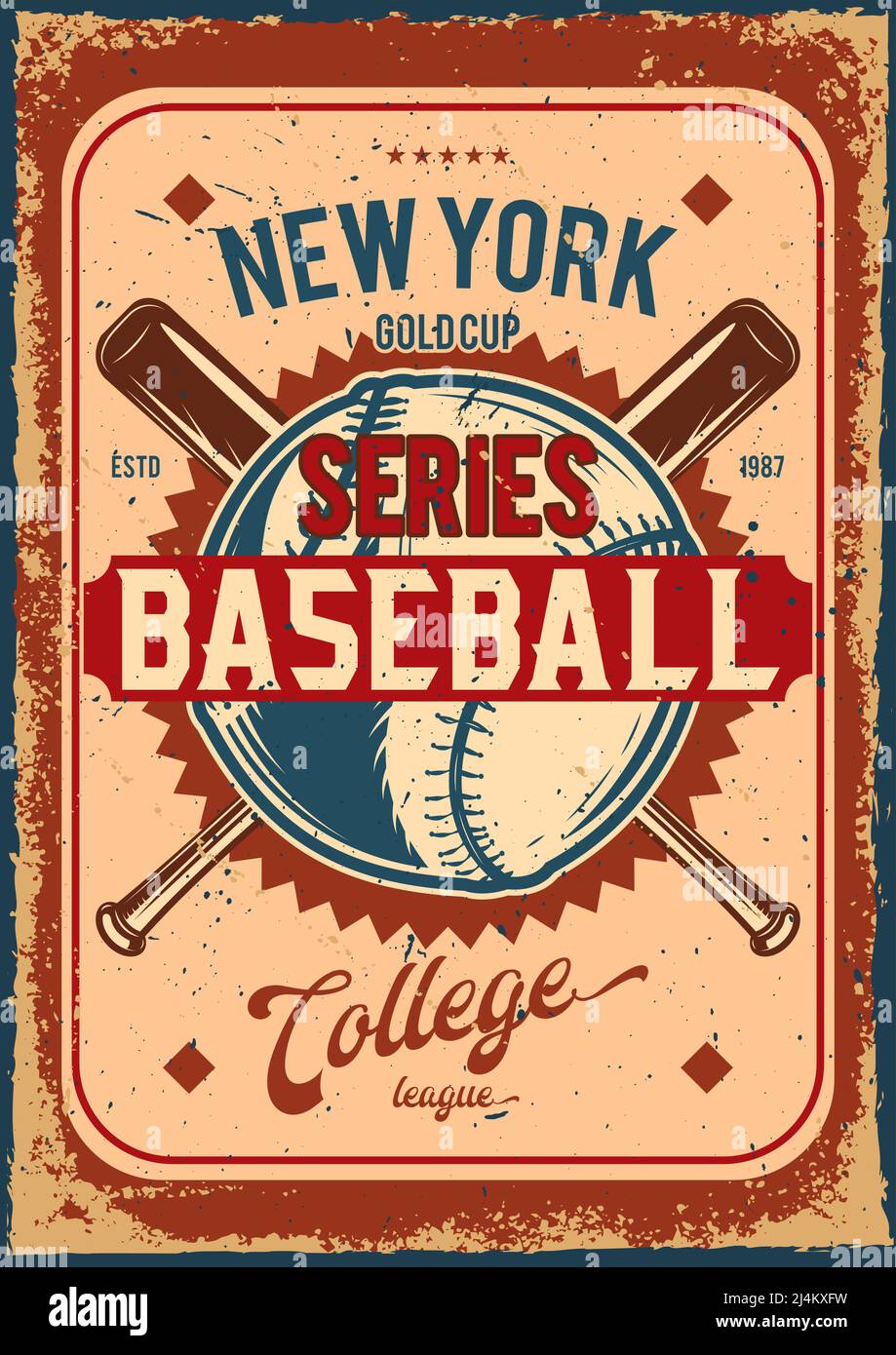 Advertising poster design with illustration of baseball ball and clubs ...