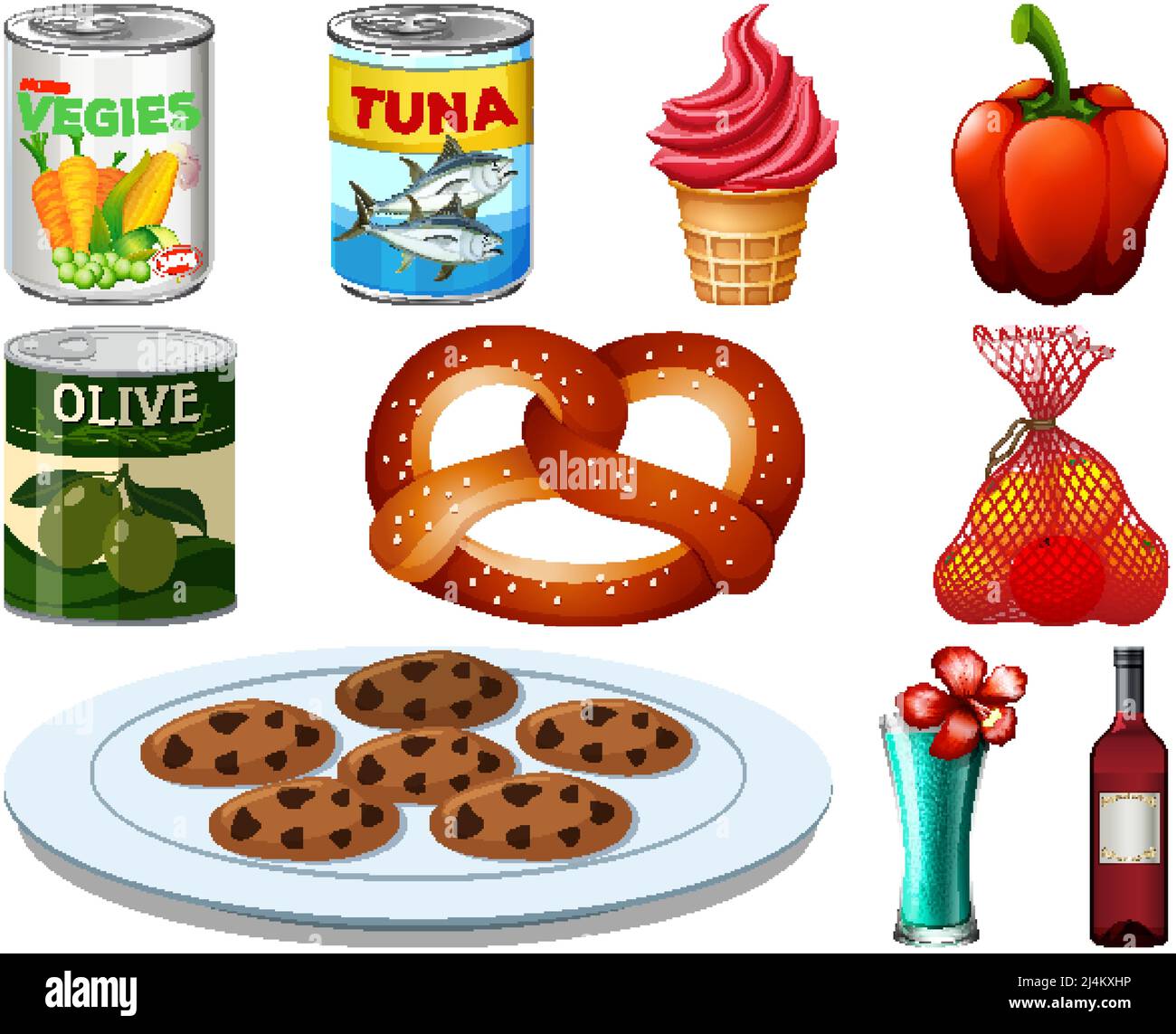 Different foods cartoon collection illustration Stock Vector Image ...