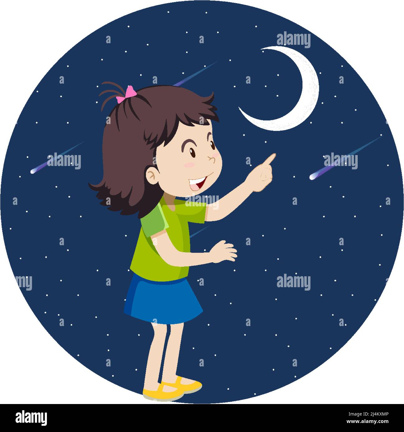 Young girl pointing sky Stock Vector Images - Alamy