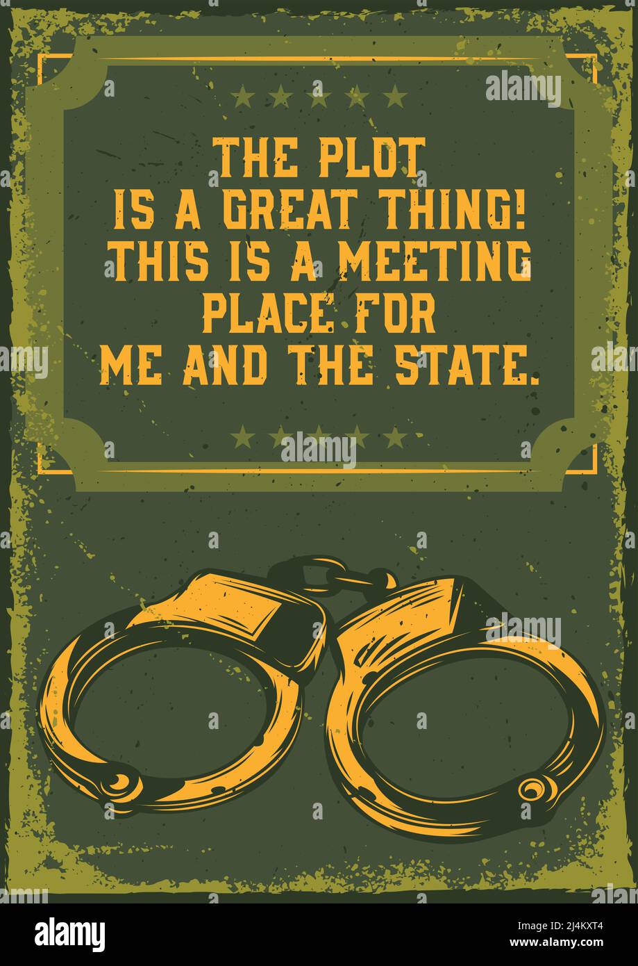 Poster design with illustration of handcuffs on vintage background ...