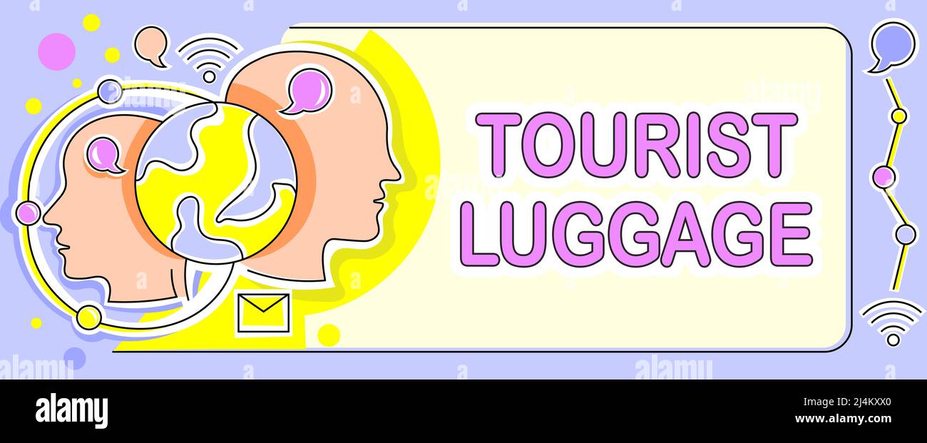 Hand writing sign Tourist Luggage. Business concept big bag that ...