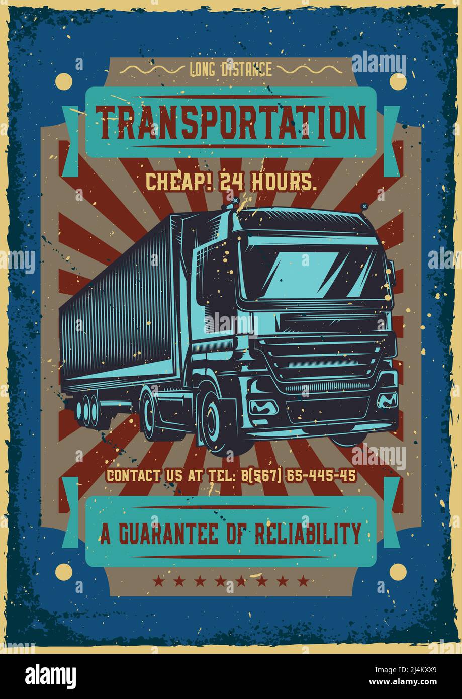 Advertising poster design with illustration of a lorry Stock Vector ...