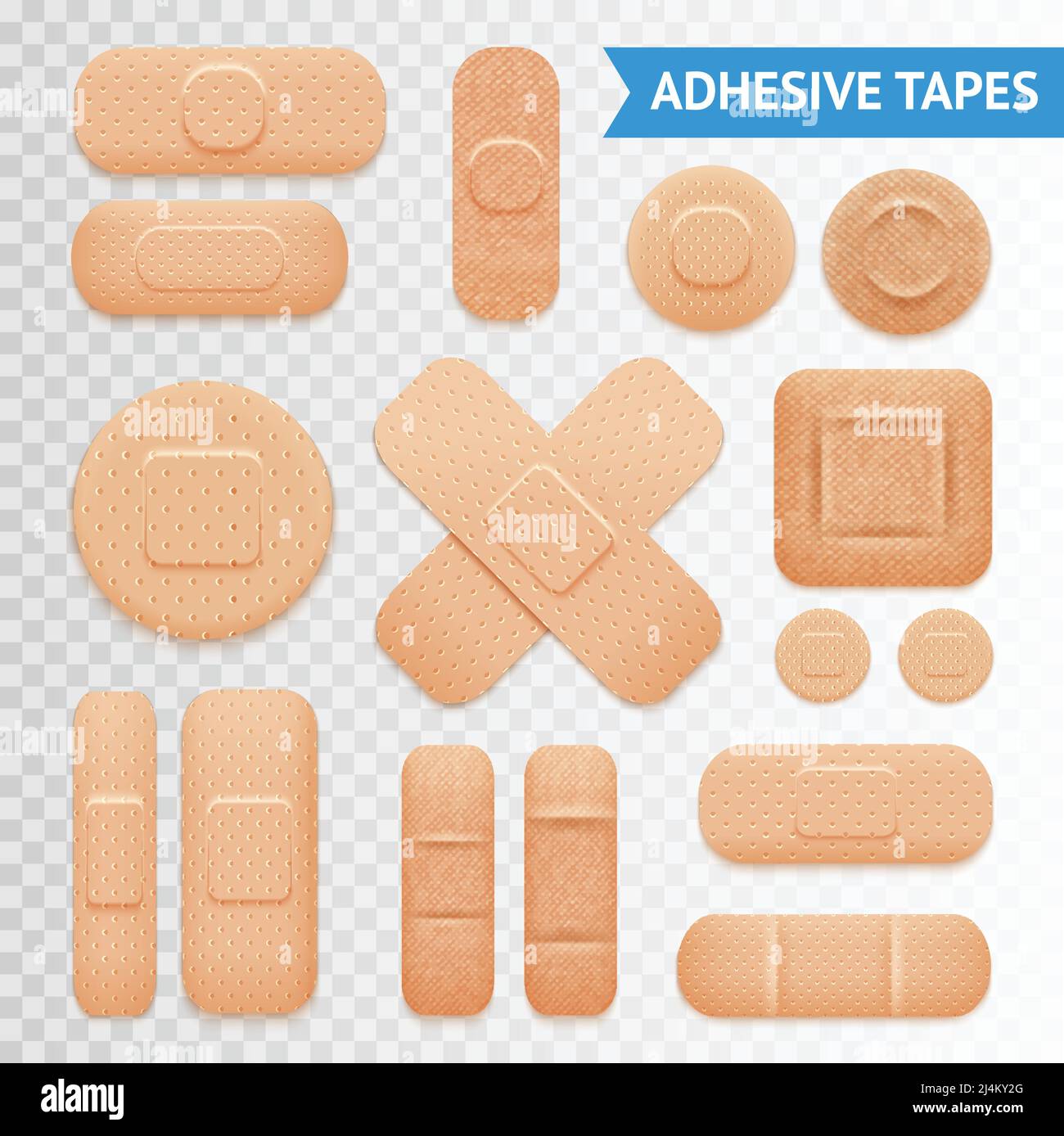Medical adhesive waterproof aid band plaster strips varieties icons collection with transparent ...