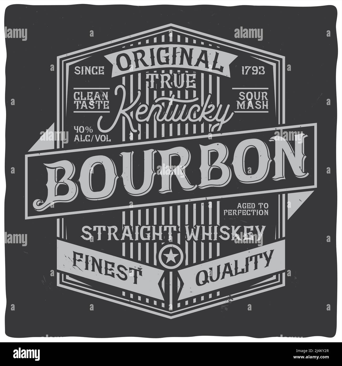 Vintage label design with lettering composition on dark background. T ...