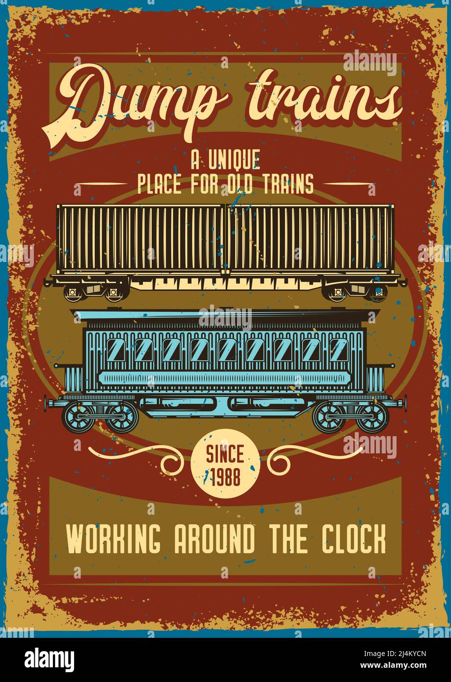 Advertising poster design with illustration of different trains on the ...