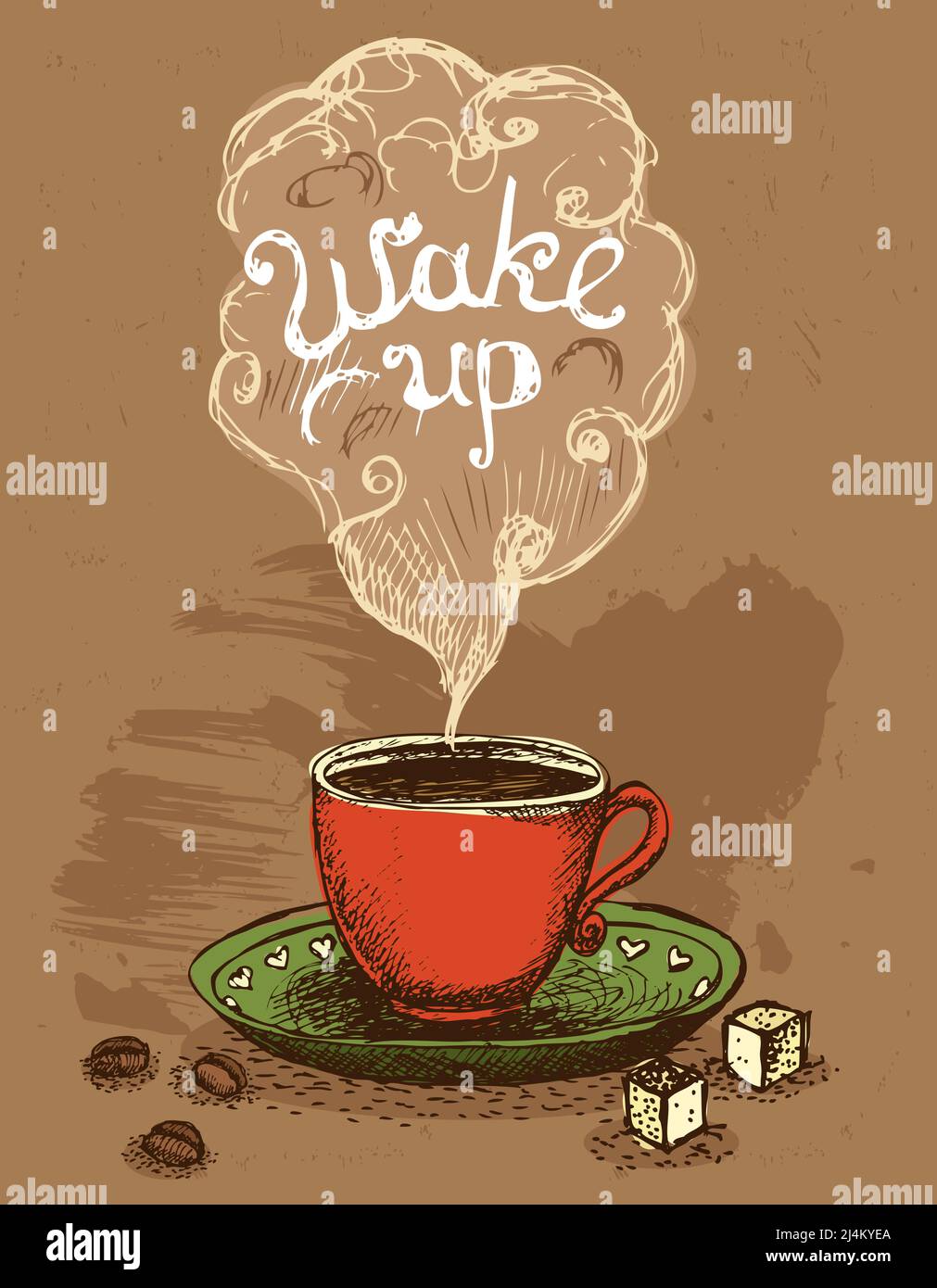 Good morning, wake up coffee cup vector illustration Stock Vector Image ...
