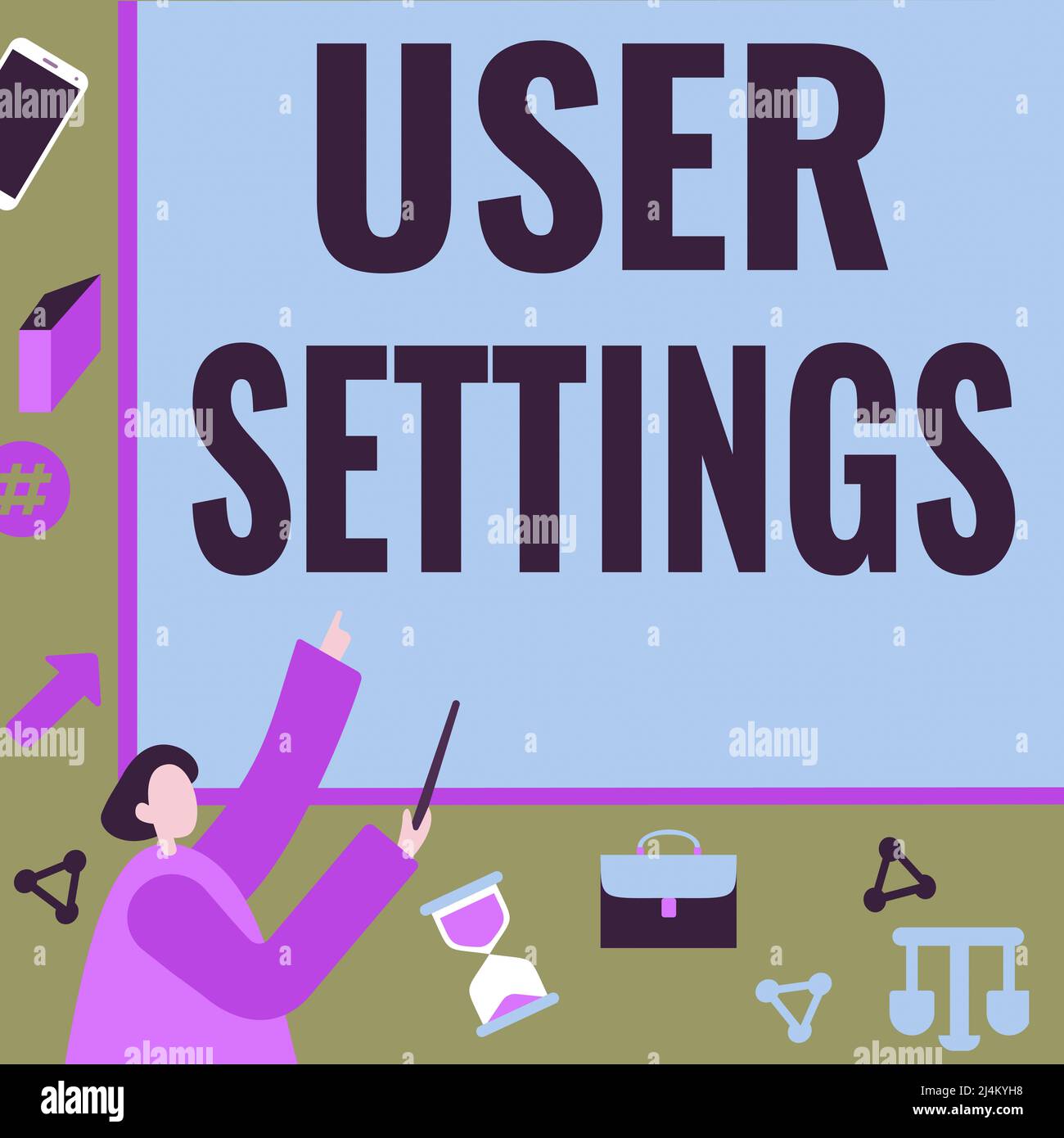 Text sign showing User Settings. Word Written on Configuration of appearance Operating System ...