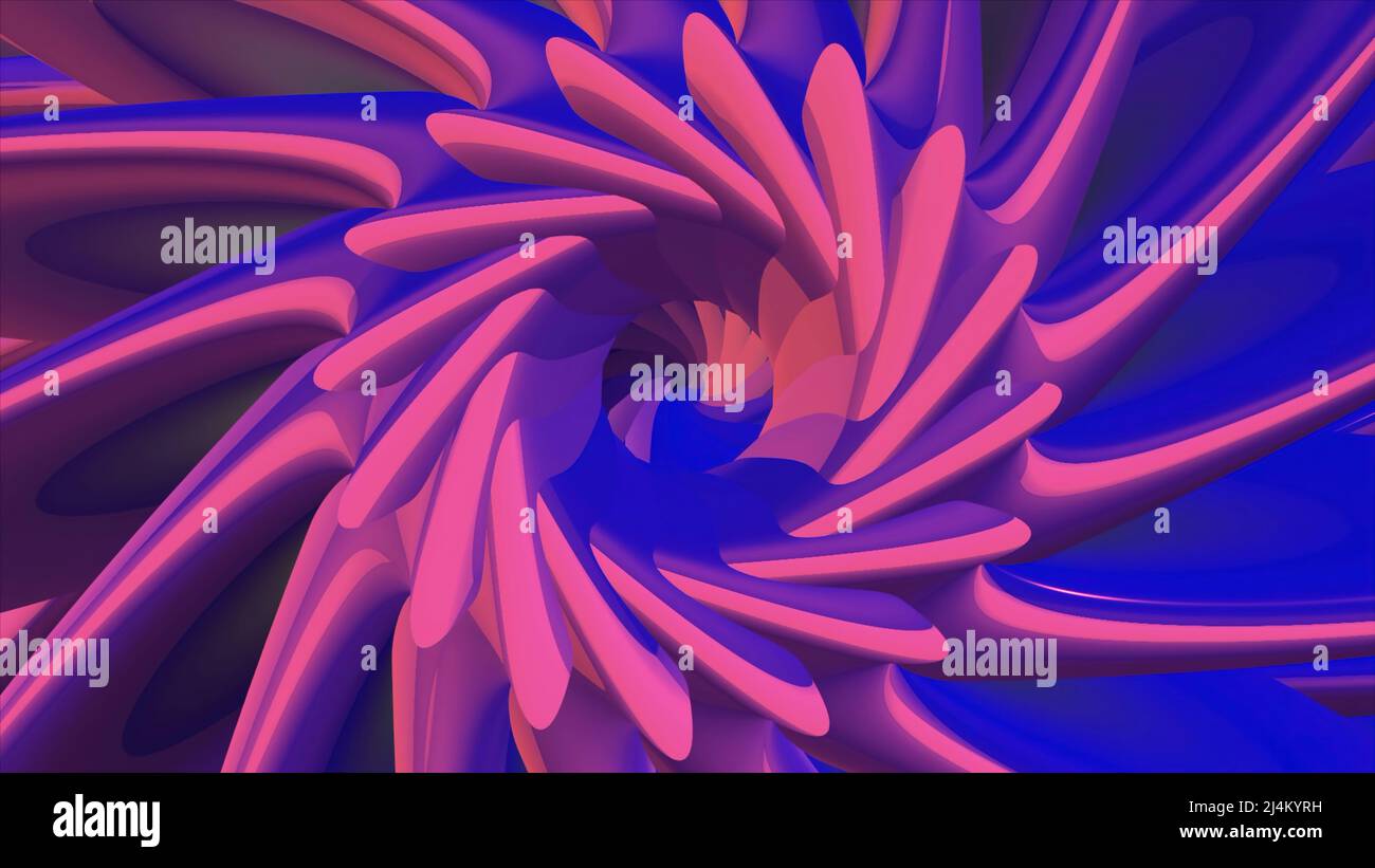Pink and blue hypnotic tunnel with abstract 3D blades flowing into the ...