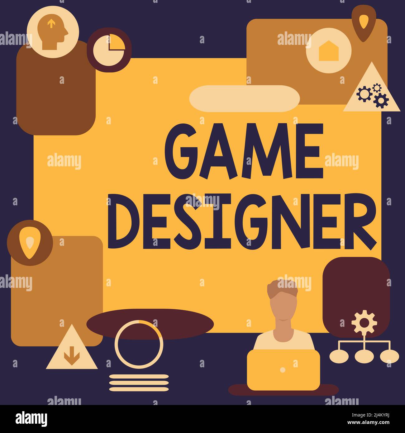 Text sign showing Game Designer. Business showcase Campaigner Pixel Scripting Programmers ...