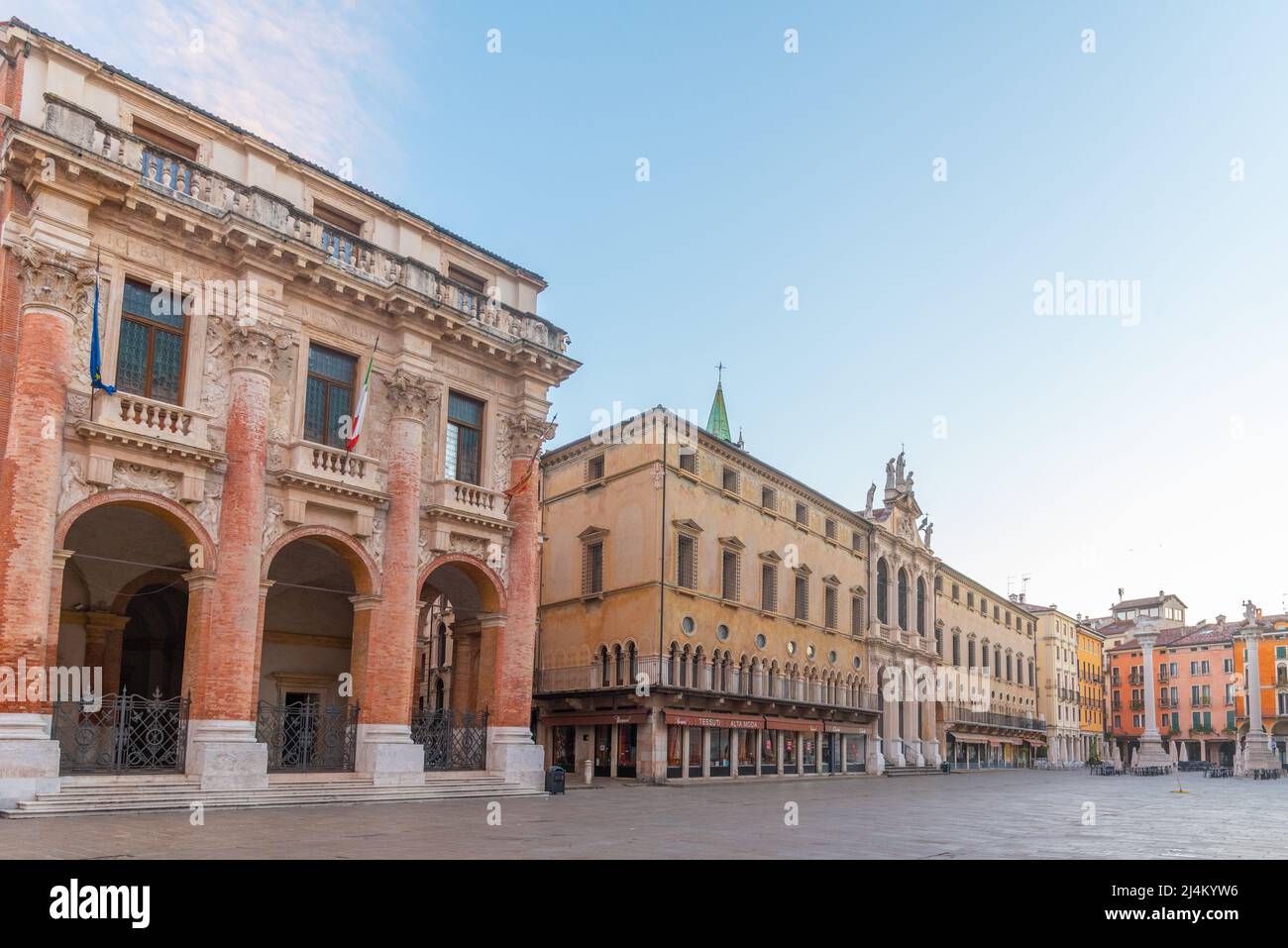 Vicenza, Italy, August 29, 2021: Sunrise over church of St. Vincent at ...