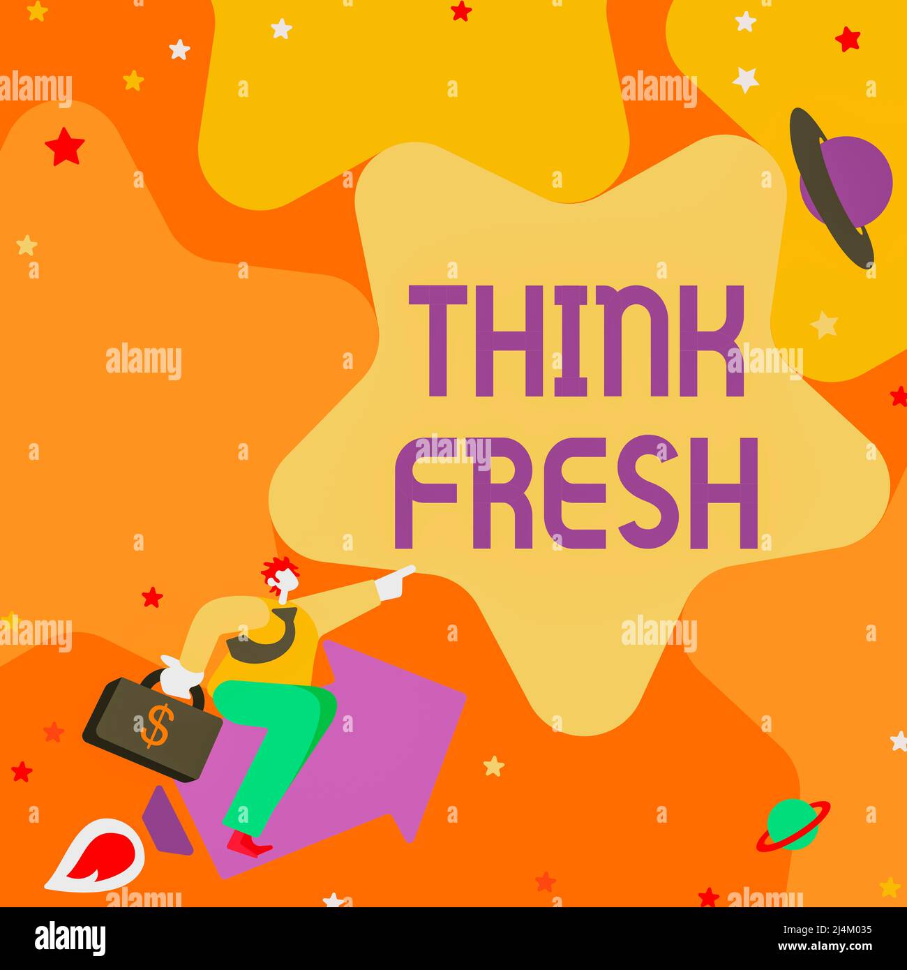 Sign displaying Think Fresh. Word Written on Thinking on natural ...