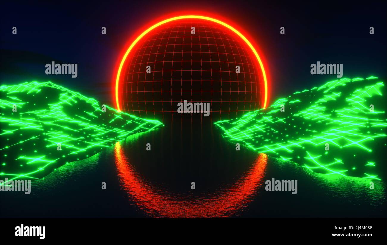 digital world neon colors (3d rendering Stock Photo - Alamy