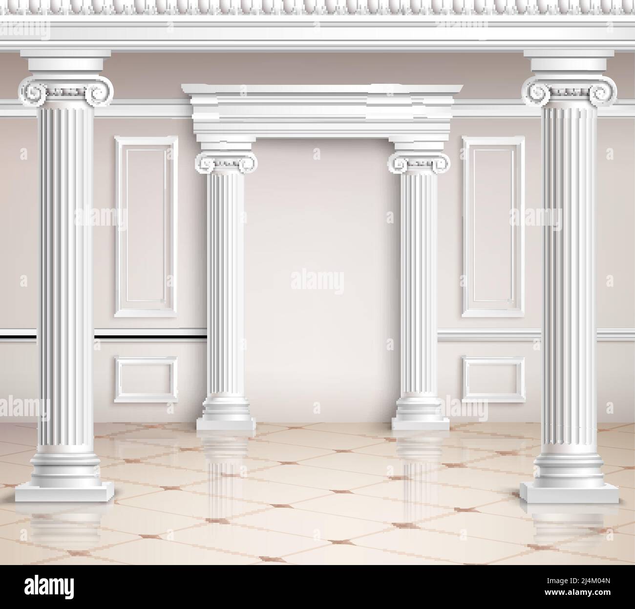 Classic Hall Design. Interior Realistic Design. Classic Interior Vector ...