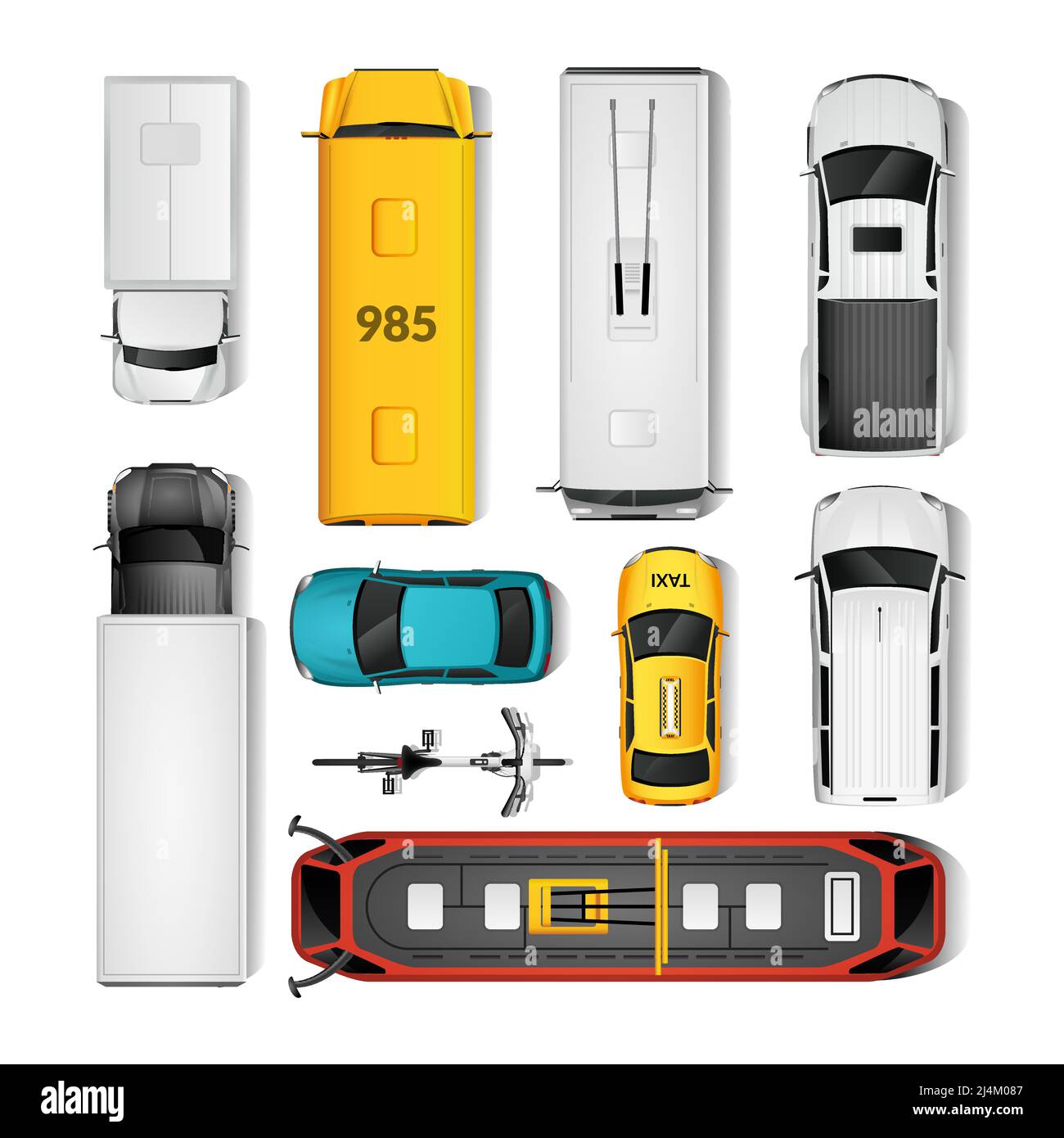 City Transport Top View Icons Set.City Transport Isolated Vector ...