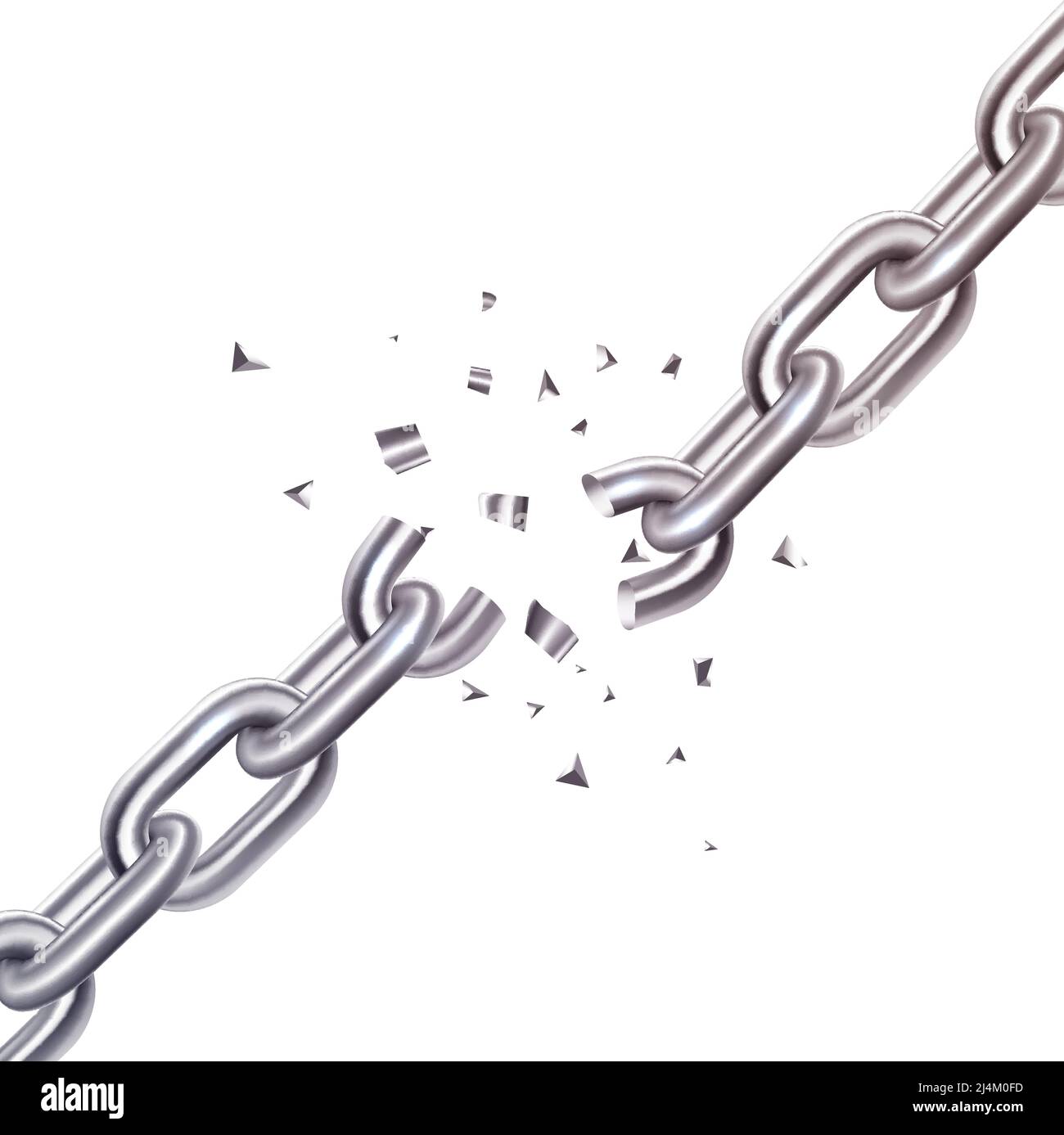 Color illustration depicting broken metal chain with iron pieces vector ...