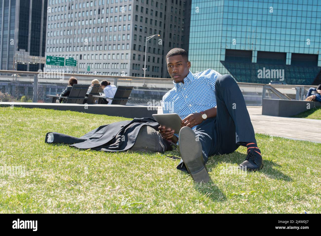 Handsome african guy lying on hi-res stock photography and images - Alamy