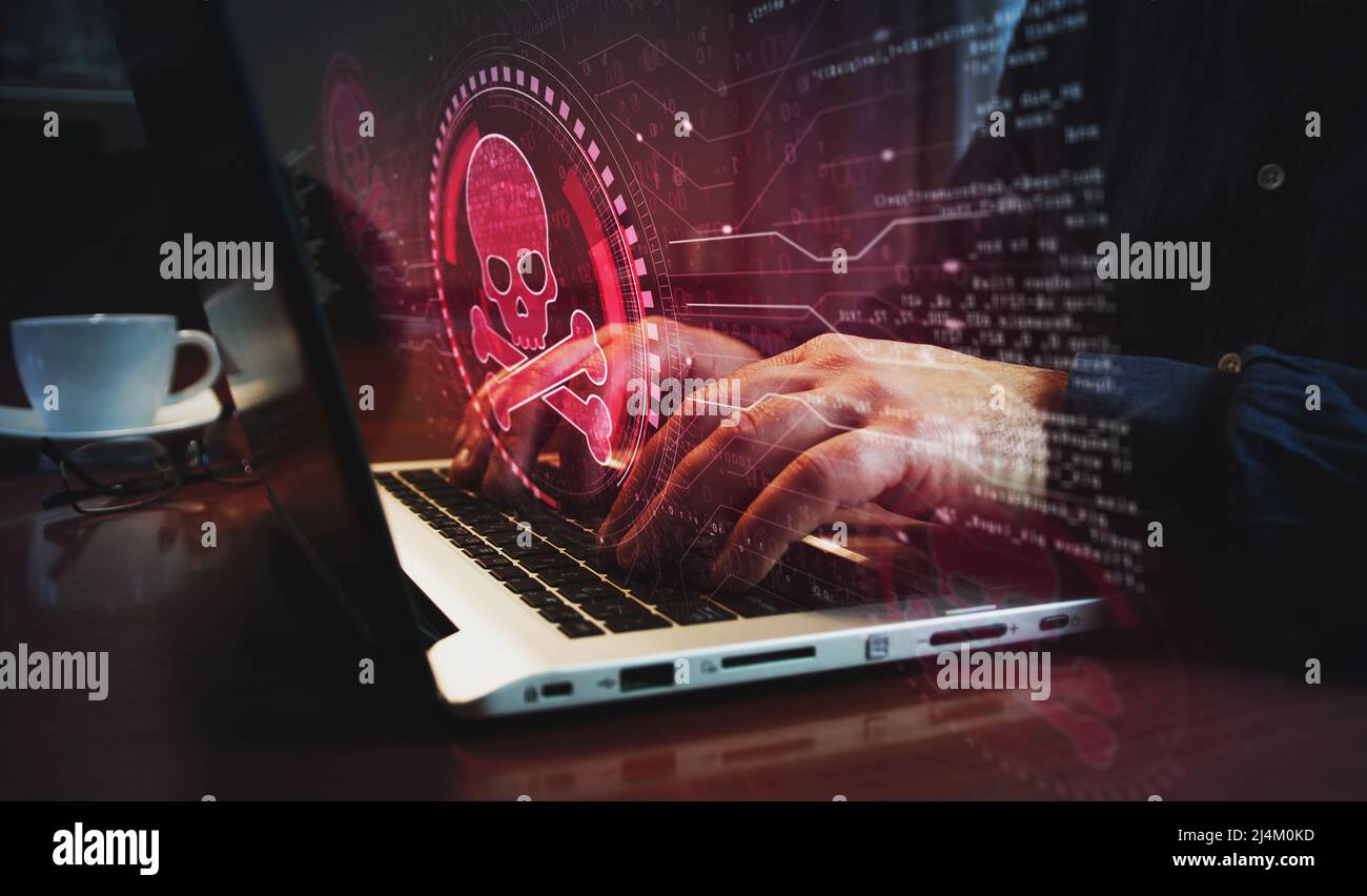 Skull pirate, online cyberattack, hack, threat and breach security ...