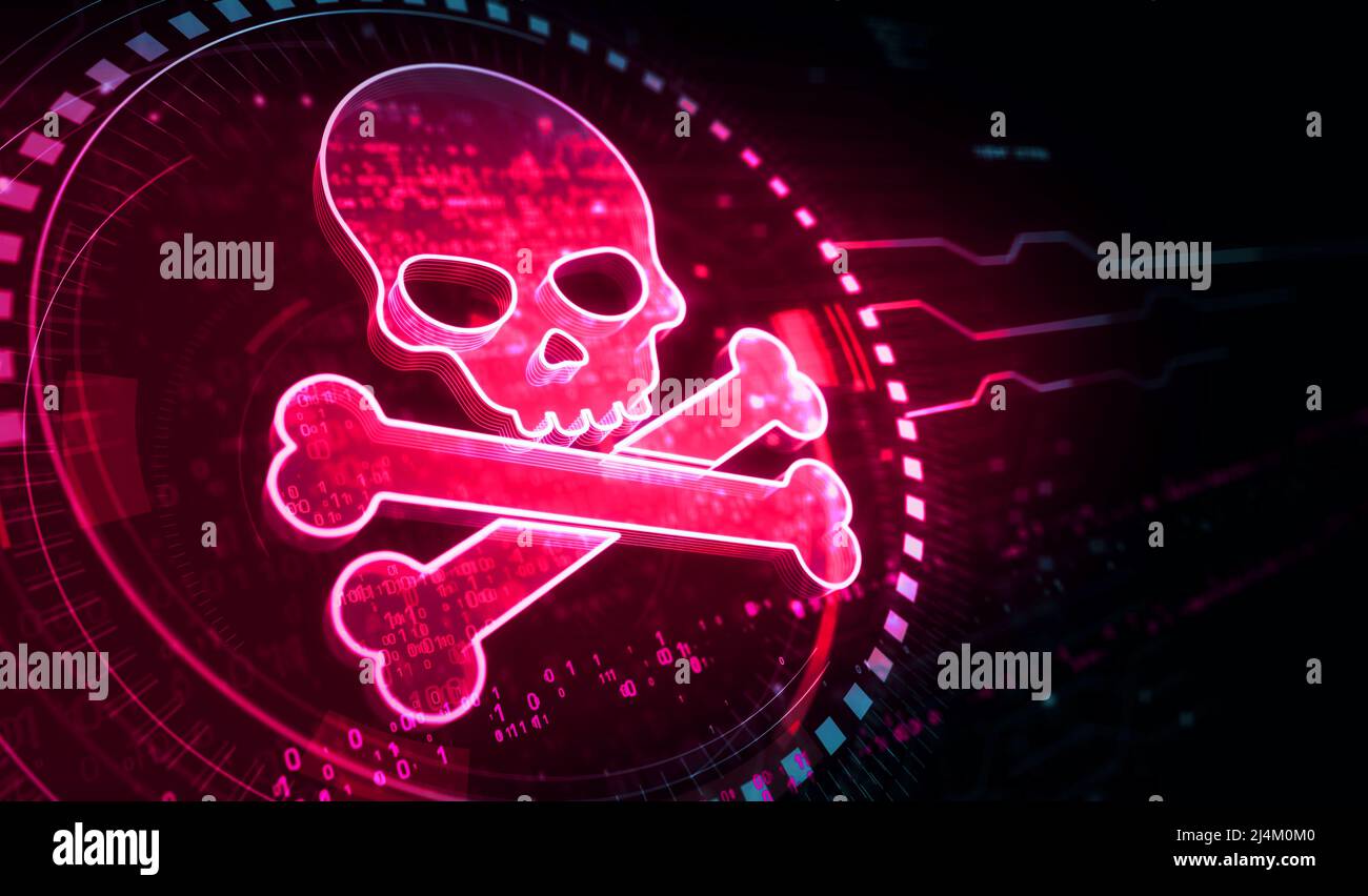 Skull pirate, online cyberattack, hack, threat and breach security ...
