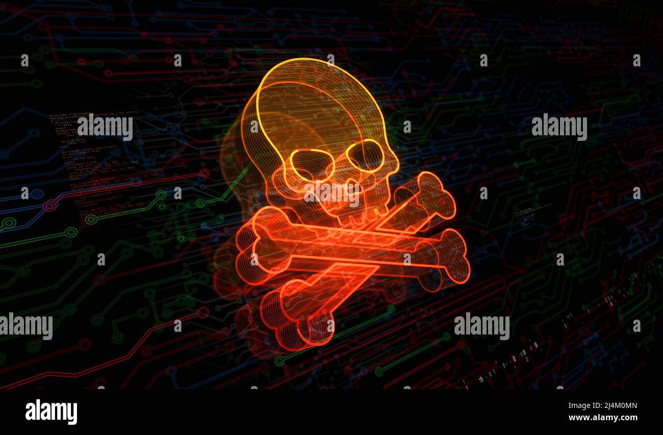 Skull pirate, online cyberattack, hack, threat and breach security ...