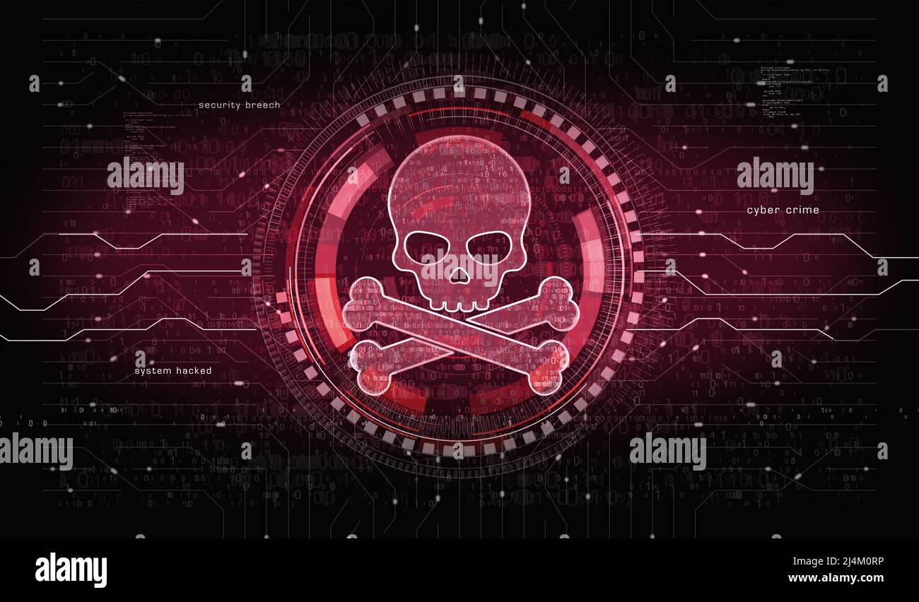 Skull pirate, online cyberattack, hack, threat and breach security ...