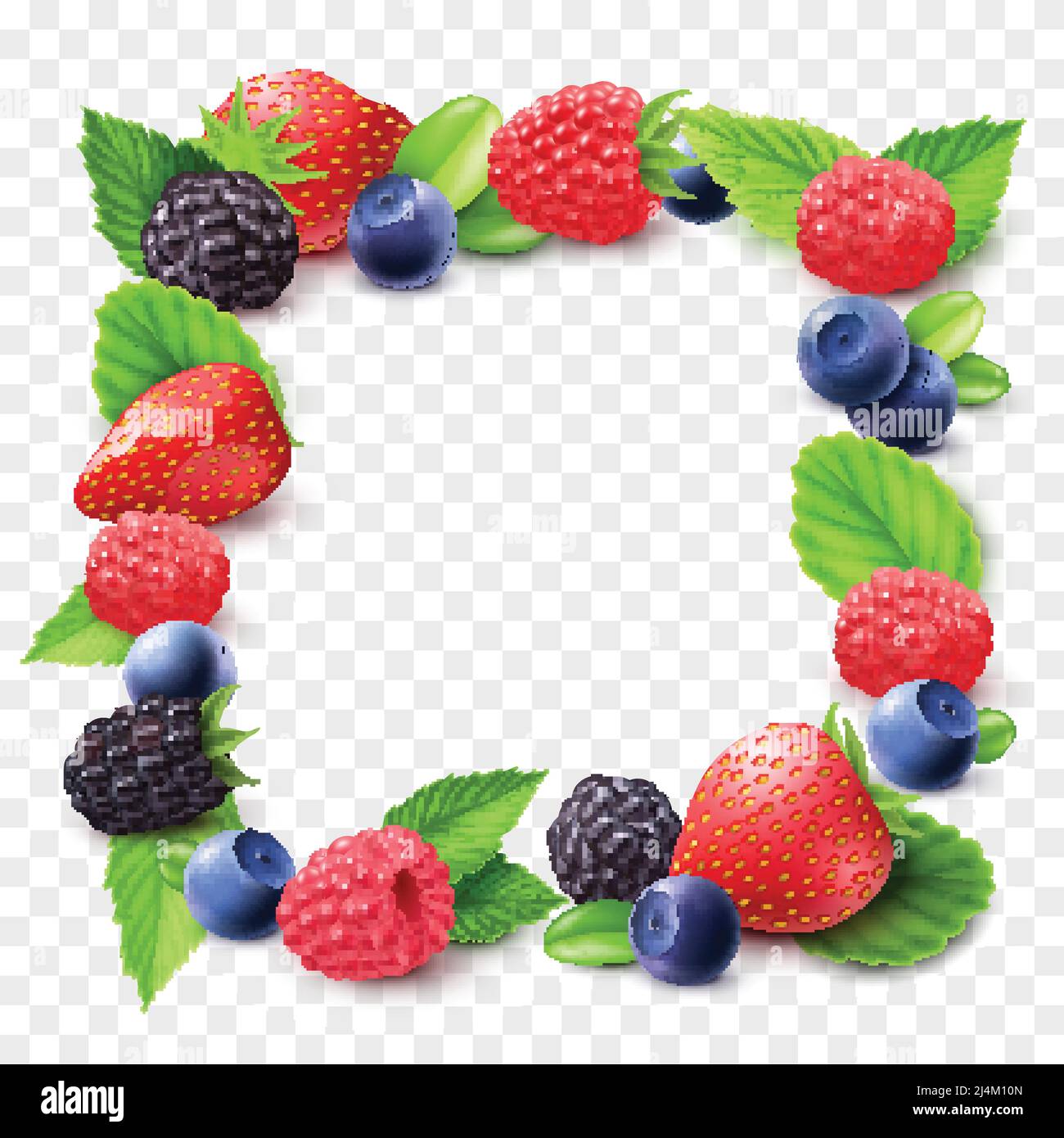 Berry frame with strawberry raspberry and blackberry transparent ...