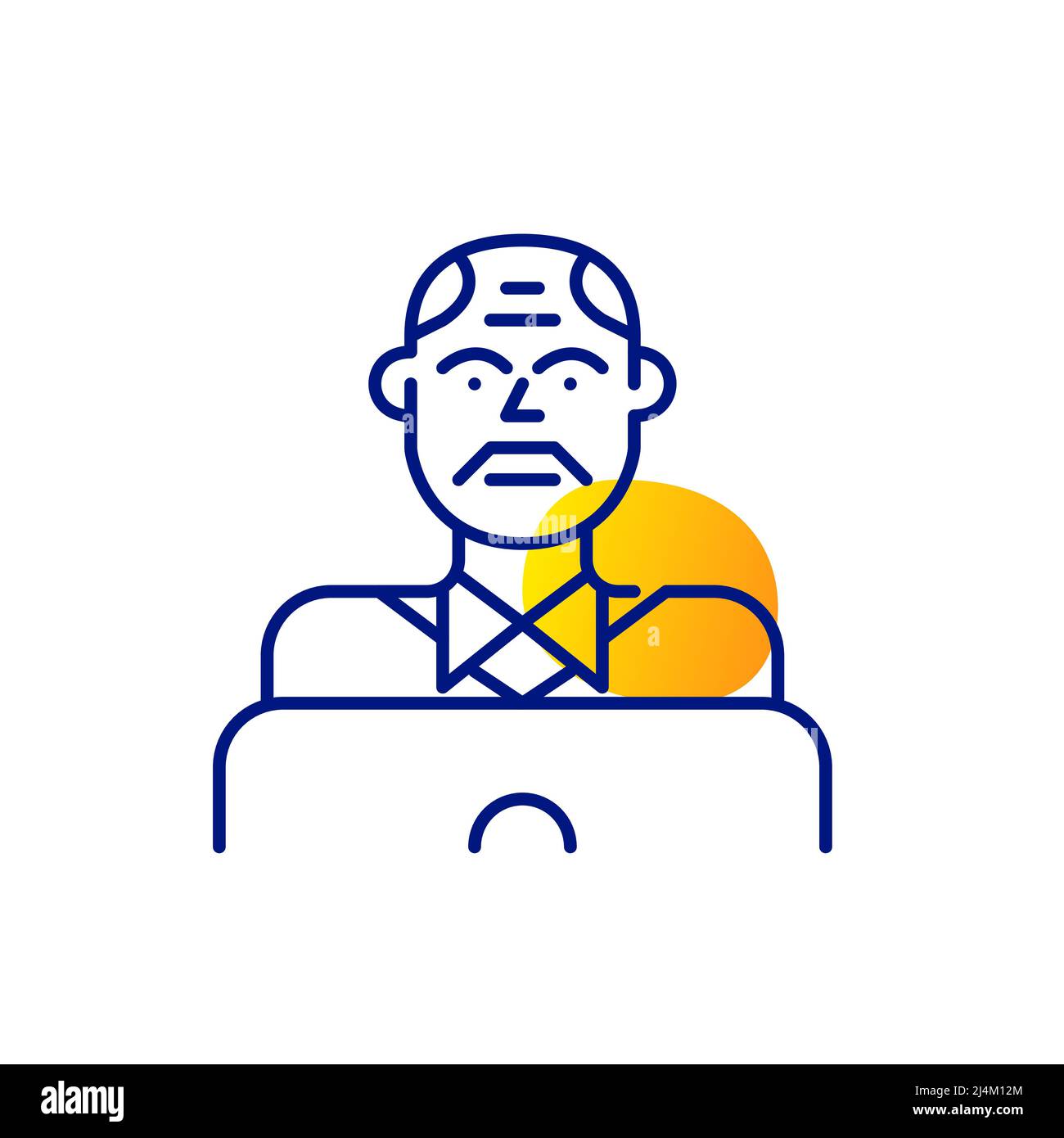 Middle-aged man working at a laptop. Pixel perfect, editable stroke fun ...