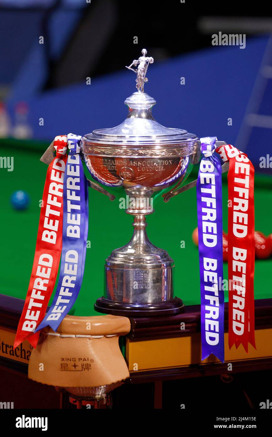 The Betfred World Snooker Championship trophy at The Crucible ...