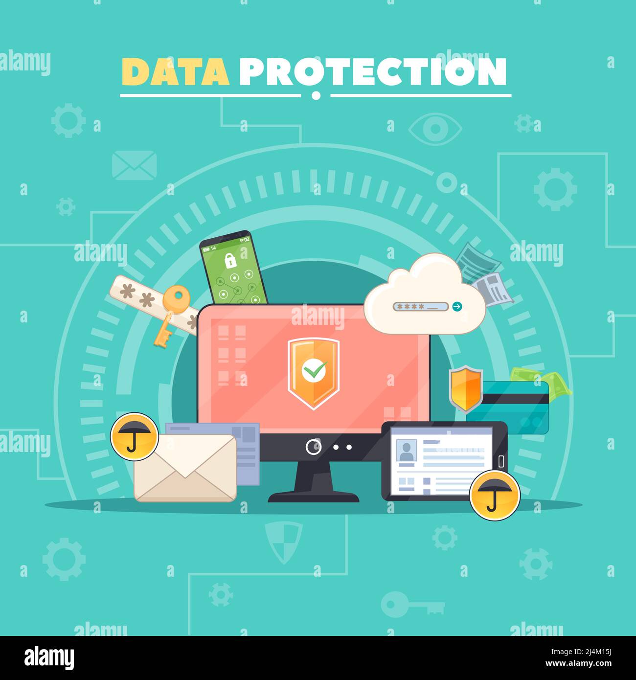 Computer communications safety and private data protection flat ...