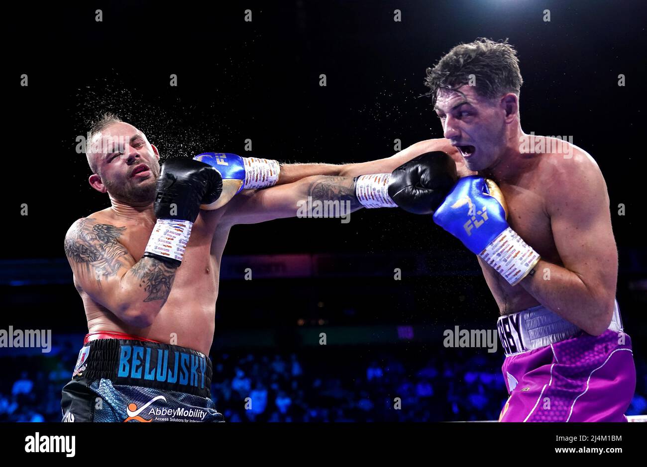 Jack Cullen (right) in action against Vladimir Belujsky in the during ...