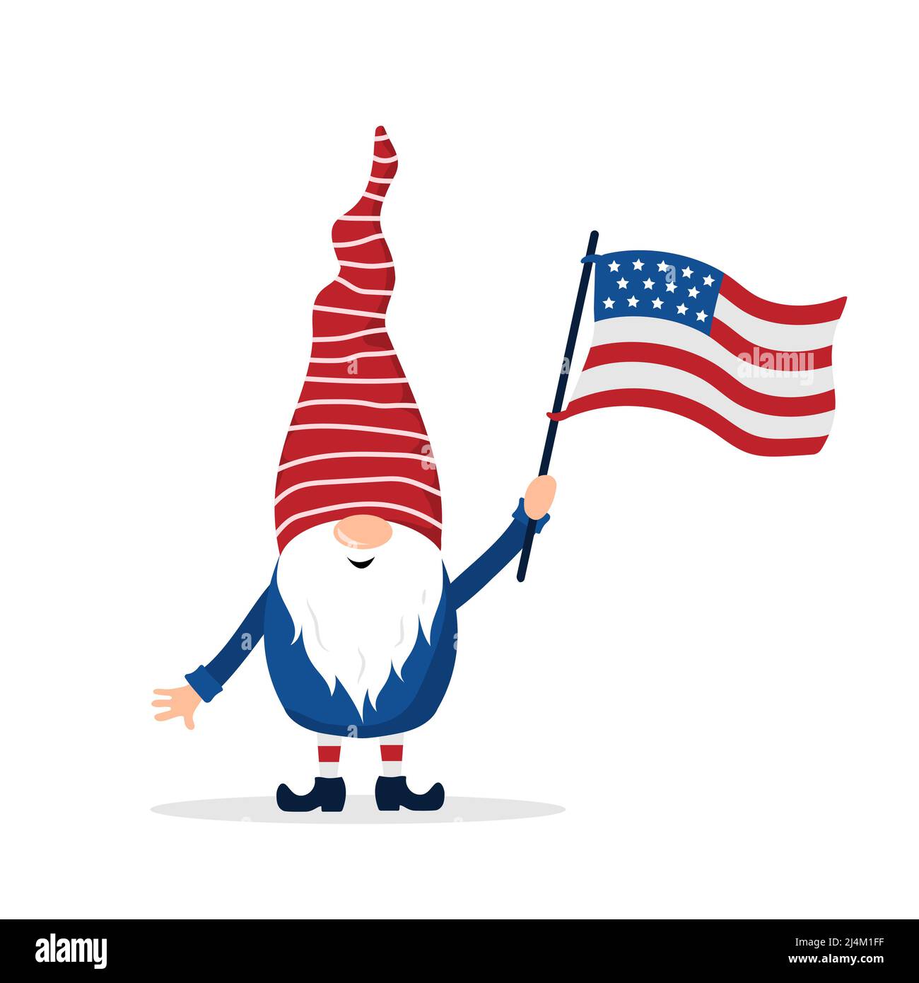 Patriotic american gnome. Cute scandinavian dwarf with flag. Elf ...