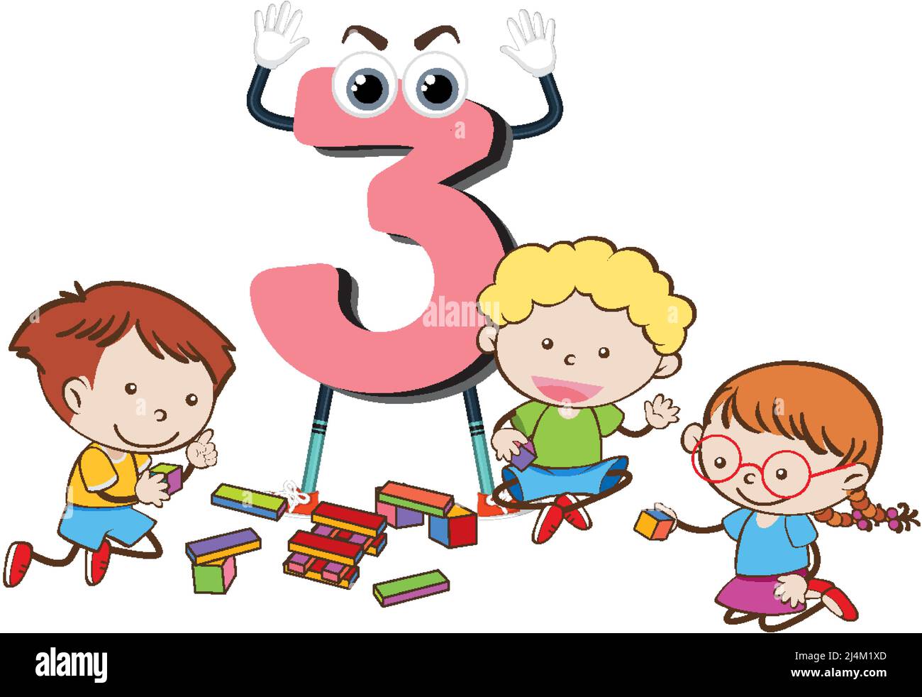 Three kids attached to number three illustration Stock Vector Image ...