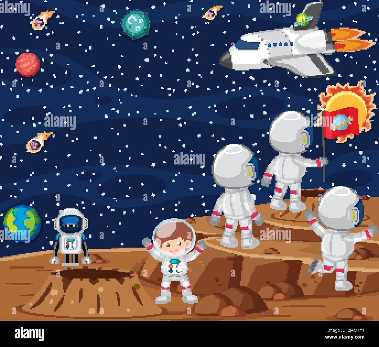 Astronaut exploring the space illustration Stock Vector Image & Art - Alamy