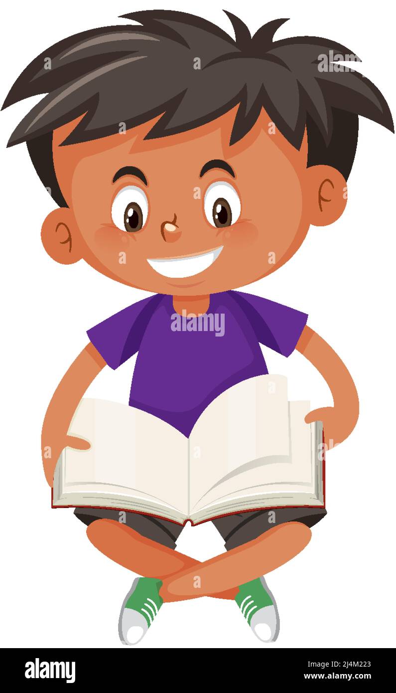 Boy reading a book on white background illustration Stock Vector Image ...