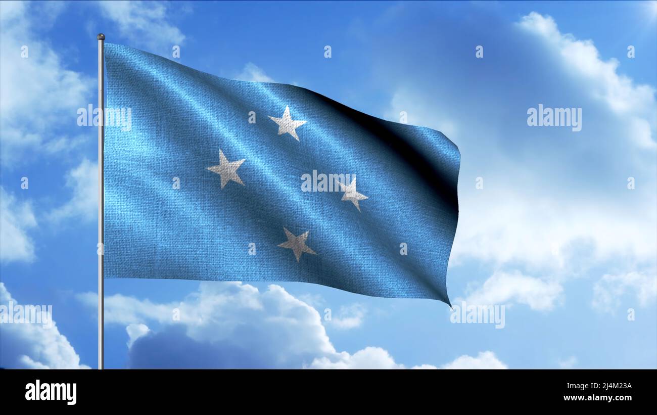 Flag of the Federated States of Micronesia.Motion. A delicate blue flag ...