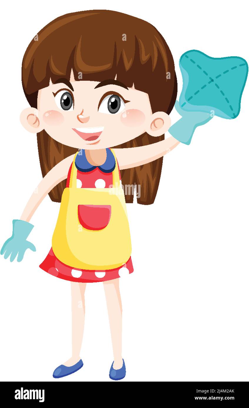 Housekeeper girl cartoon character illustration Stock Vector Image ...