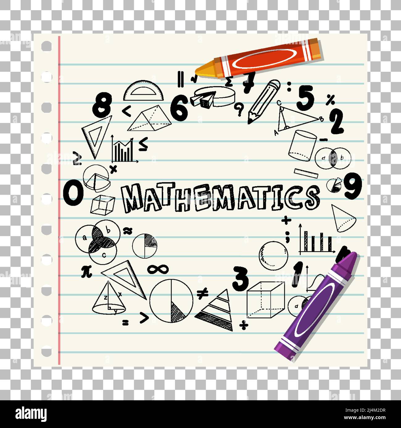 Doodle math formula with Mathematics font on notebook page illustration ...