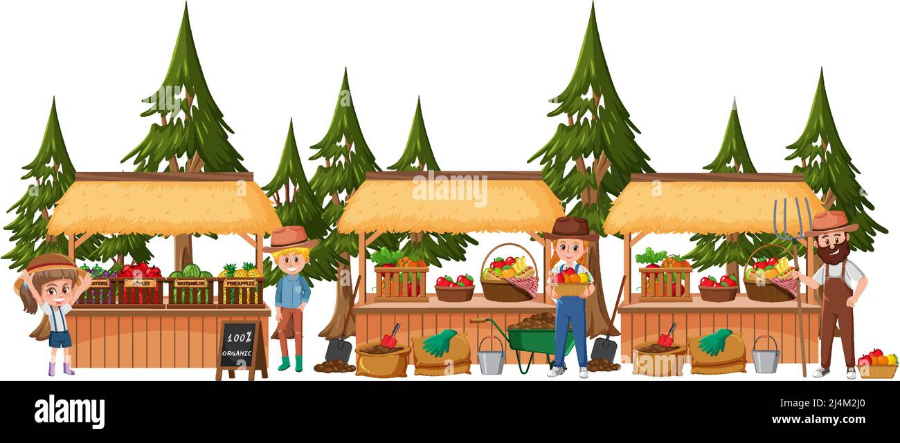 Flea market concept with fruit store illustration Stock Vector Image ...