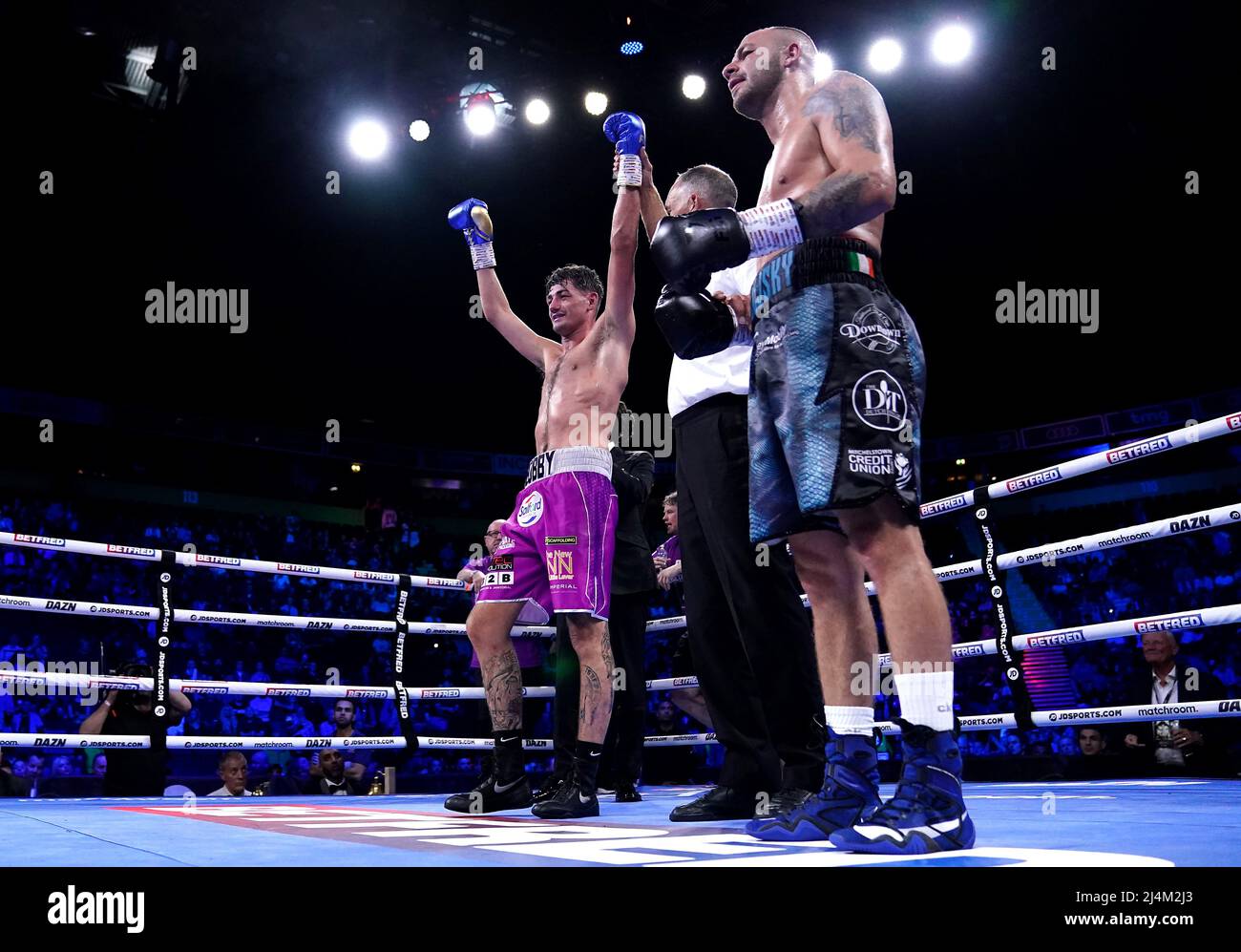 Jack Cullen (left) celebrates victory against Vladimir Belujsky after ...